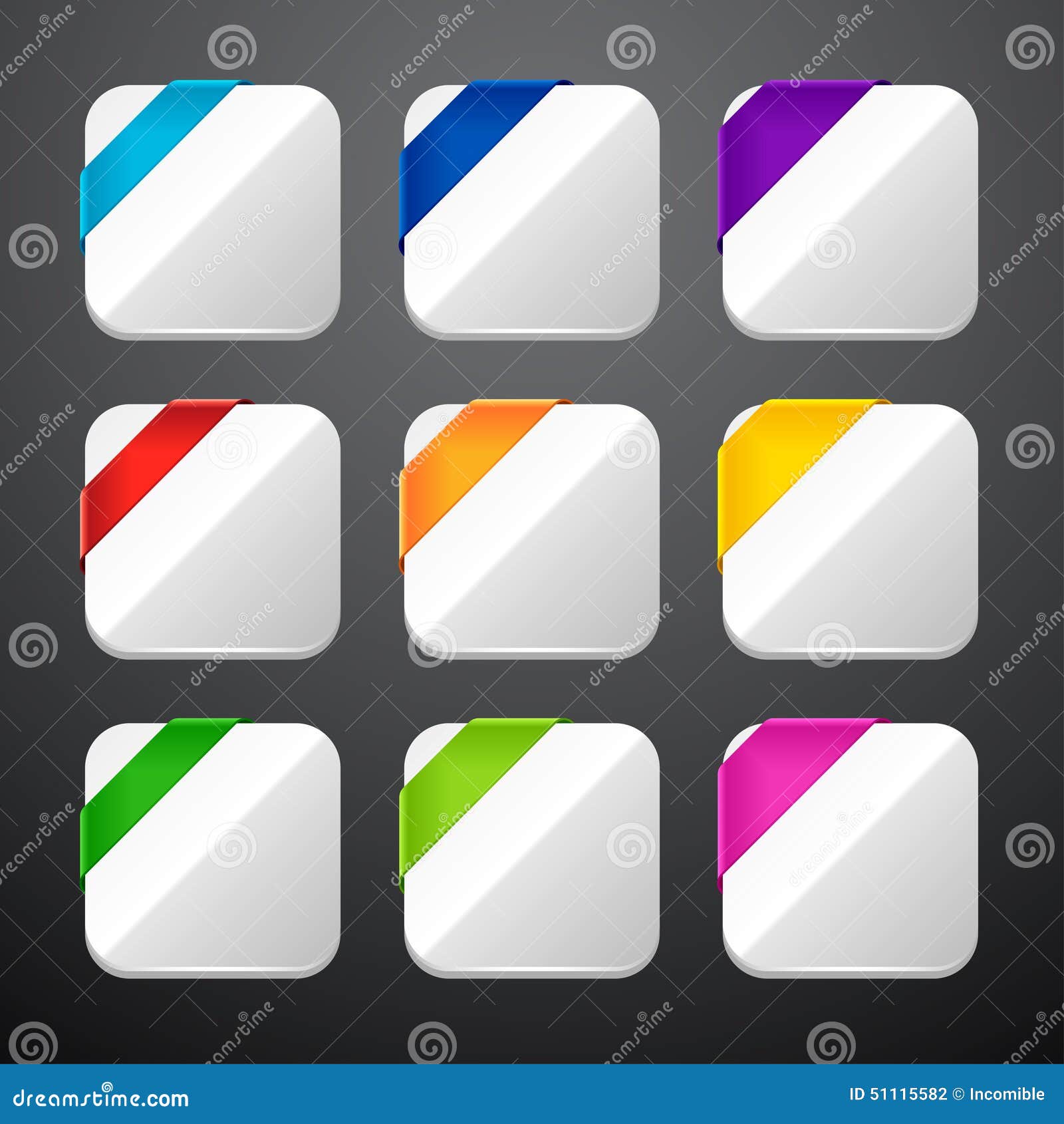 Sistema De Los Iconos Del App Con Las Cintas Ilustración del Vector ...