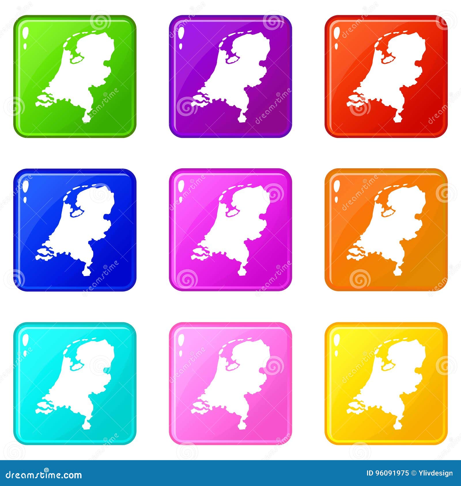 Sistema De Los Iconos 9 Del Mapa De Holanda Ilustración del Vector ...
