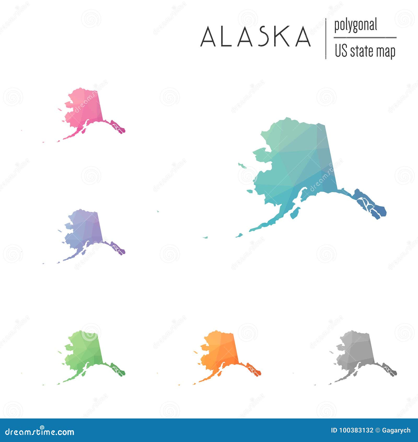 Sistema De Los Mapas Poligonales De Alaska Del Vector Ilustración del ...