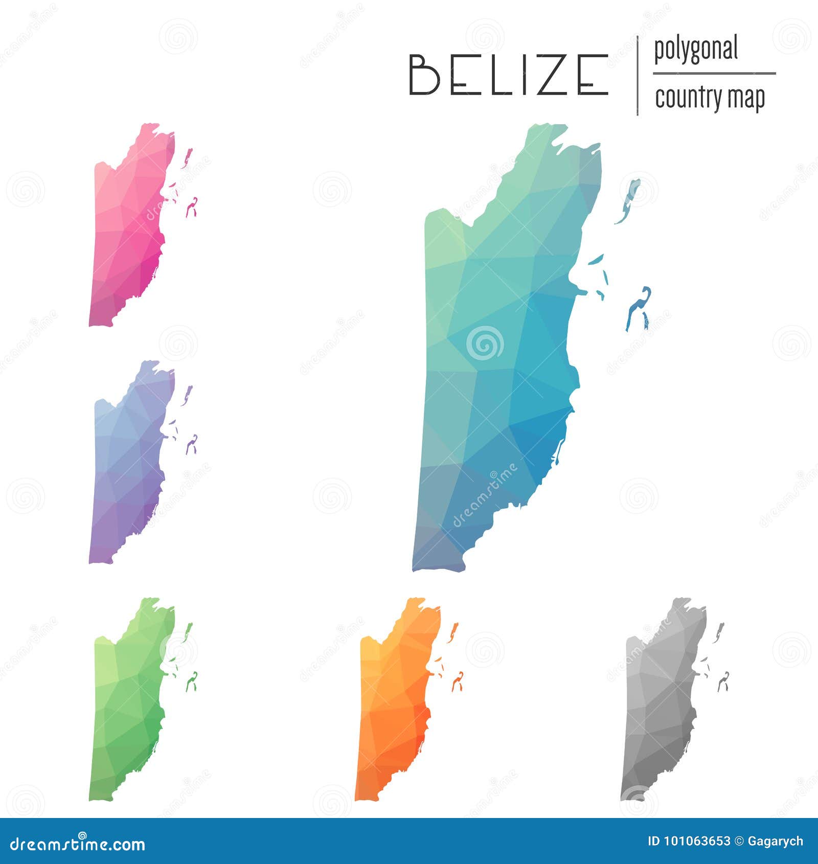 Sistema De Los Mapas Poligonales De Belice Del Vector Ilustración del ...