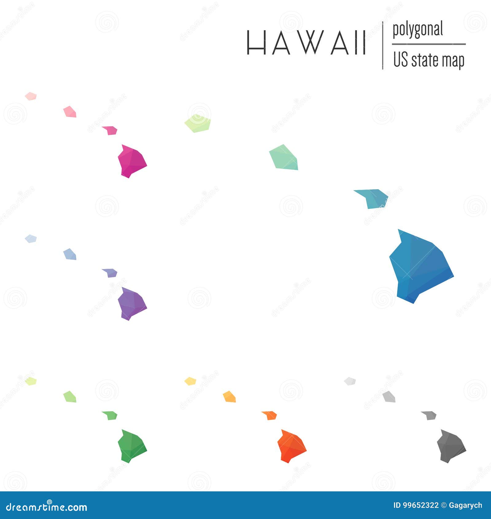 Sistema De Los Mapas Poligonales De Hawaii Del Vector Ilustración del ...
