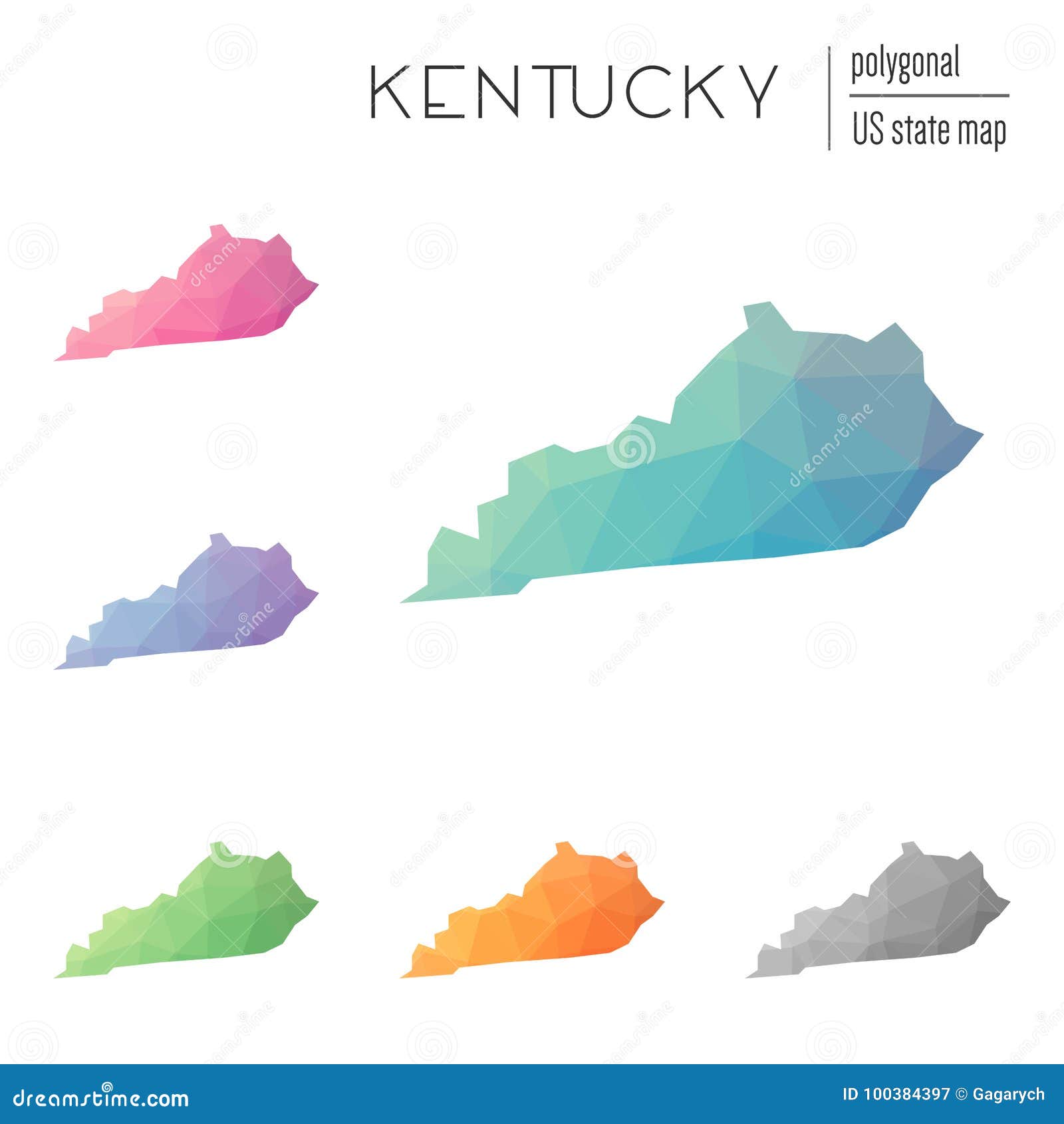 Sistema De Los Mapas Poligonales De Kentucky Del Vector Ilustración del ...