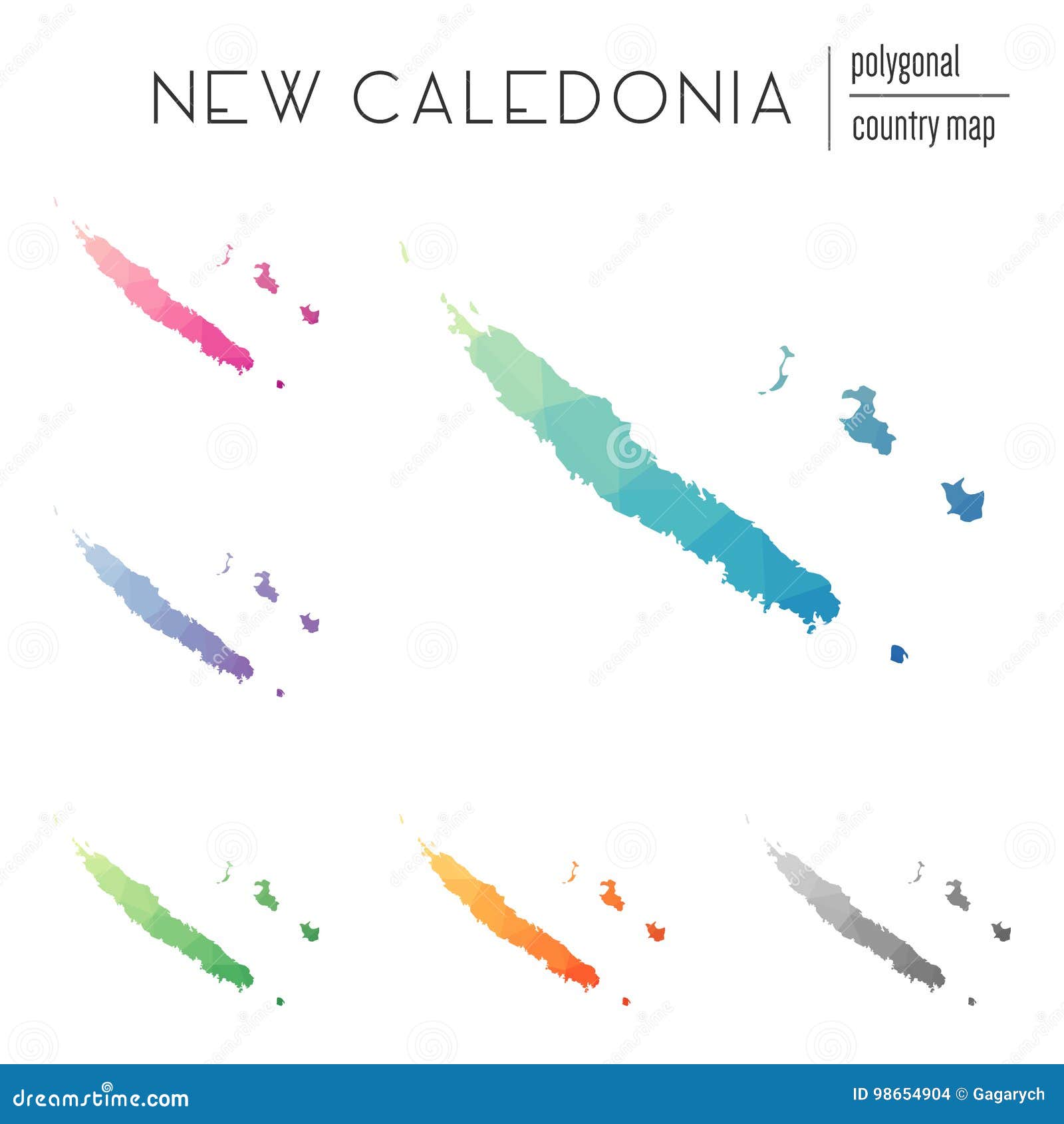 Sistema De Los Mapas Poligonales De Nueva Caledonia Del Vector ...