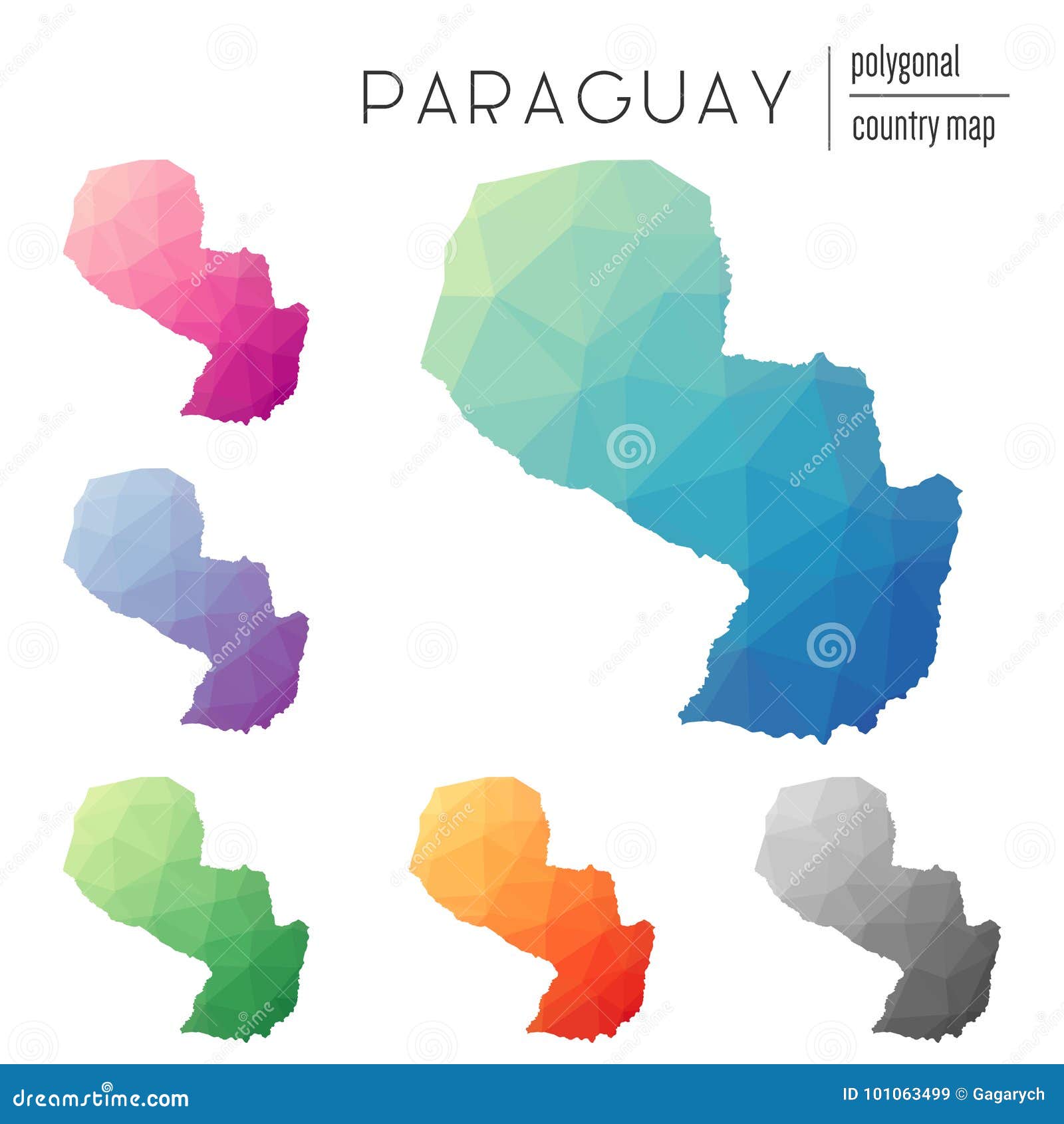 Sistema De Los Mapas Poligonales De Paraguay Del Vector Ilustración del ...