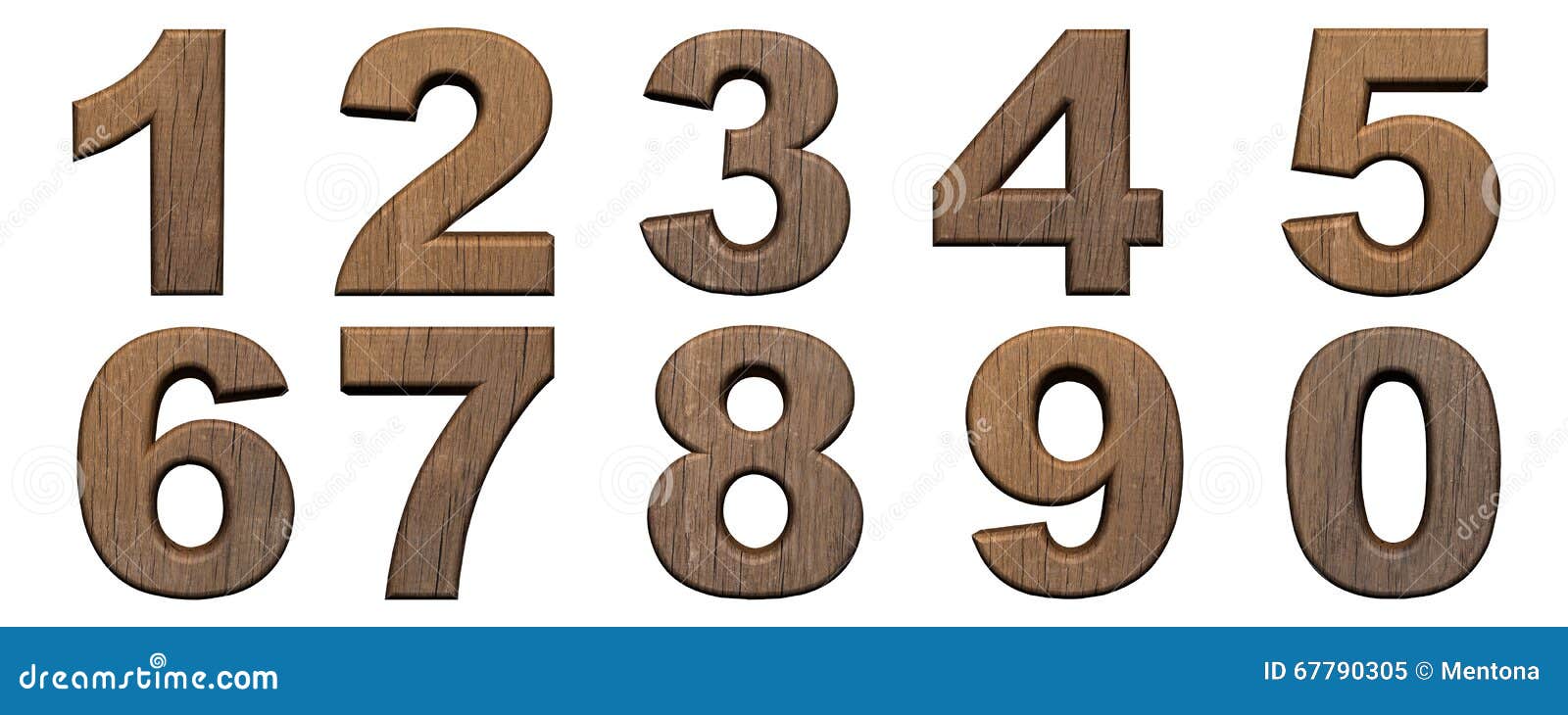 Sistema De Los Números De Madera 3d Stock de ilustración - Ilustración ...