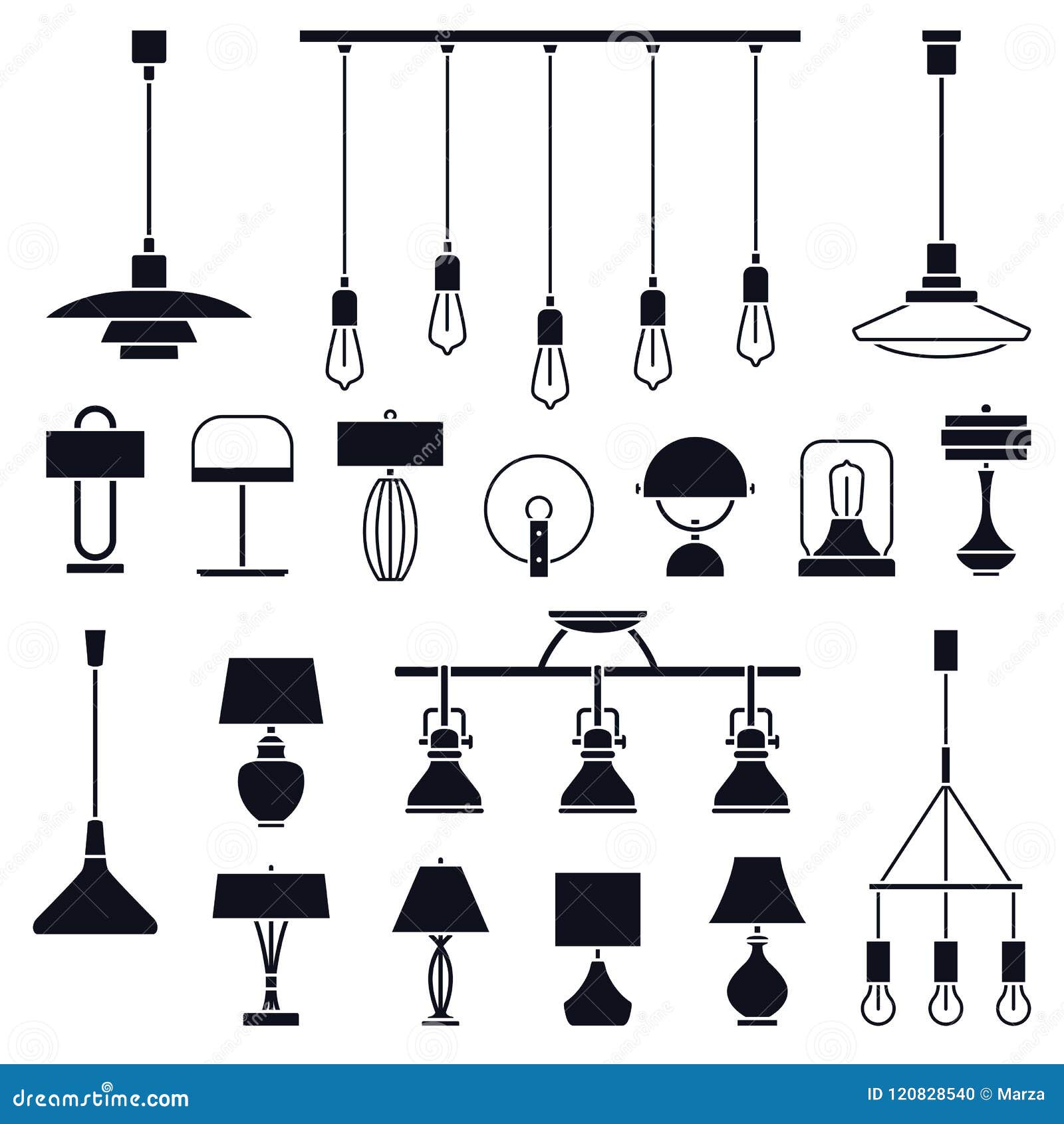 Sistema De Luces Interiores Del Vector Ilustración del Vector ...