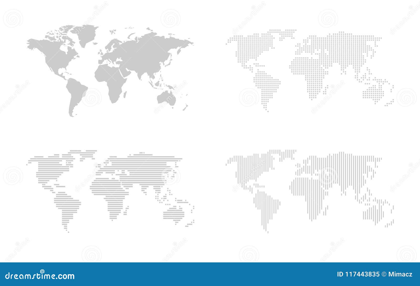 Sistema De Mapas Del Mundo En Blanco Ilustración del Vector ...