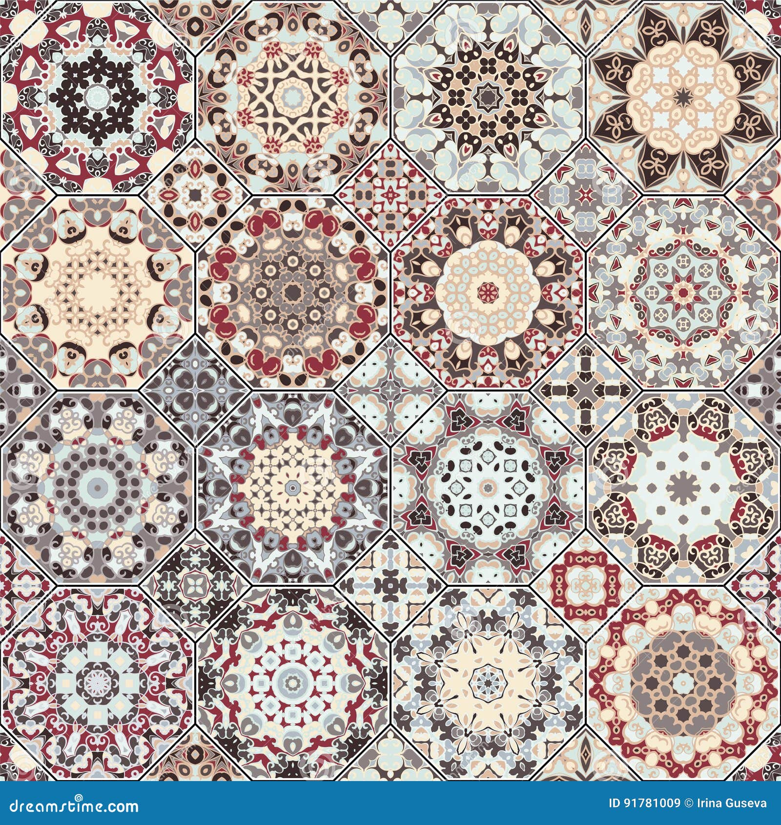 Sistema De Modelos Octagonales Y Cuadrados Ilustración del Vector ...