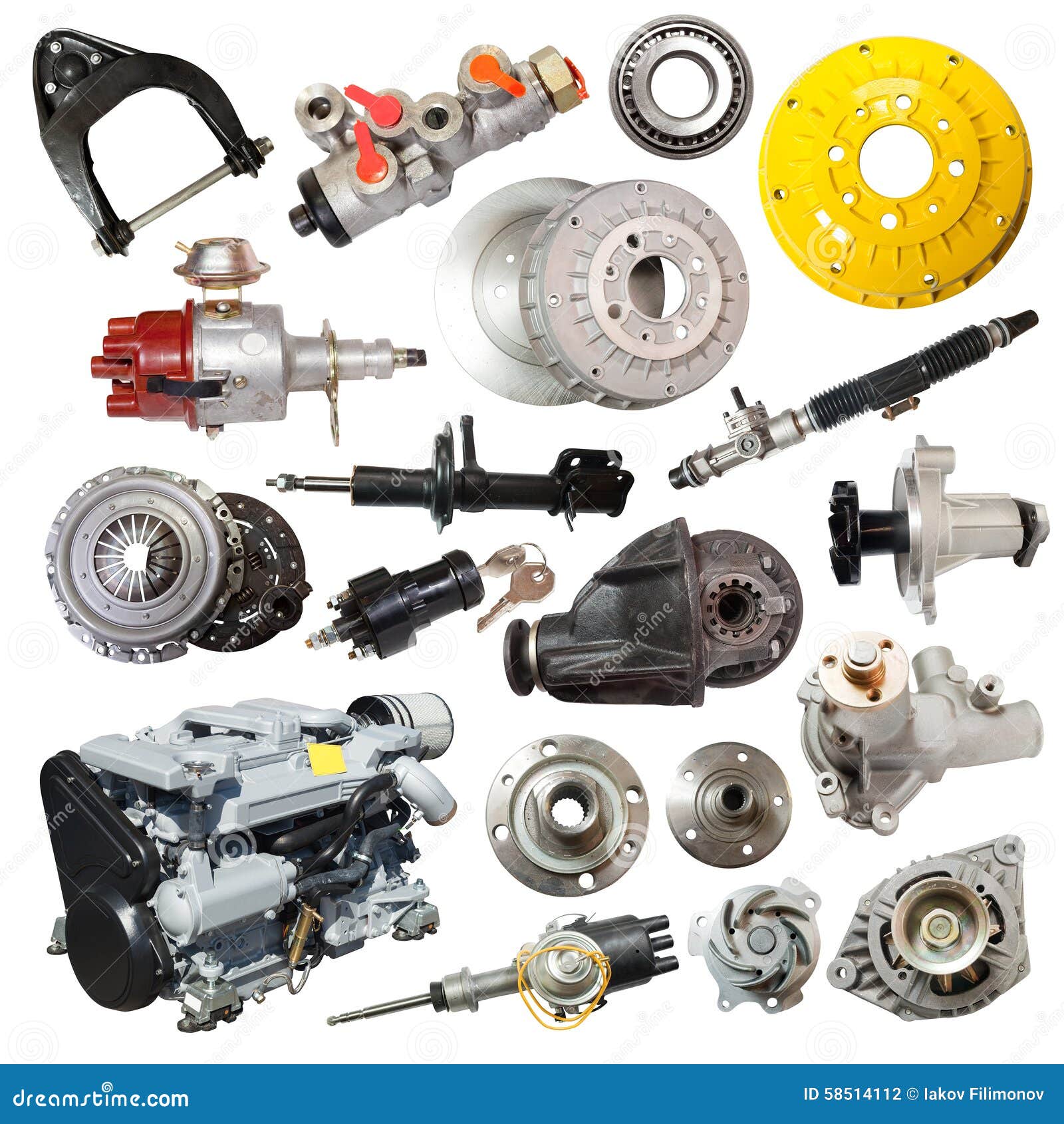 Sistema De Motor Y De Partes Automotrices Sobre Blanco Foto de archivo ...