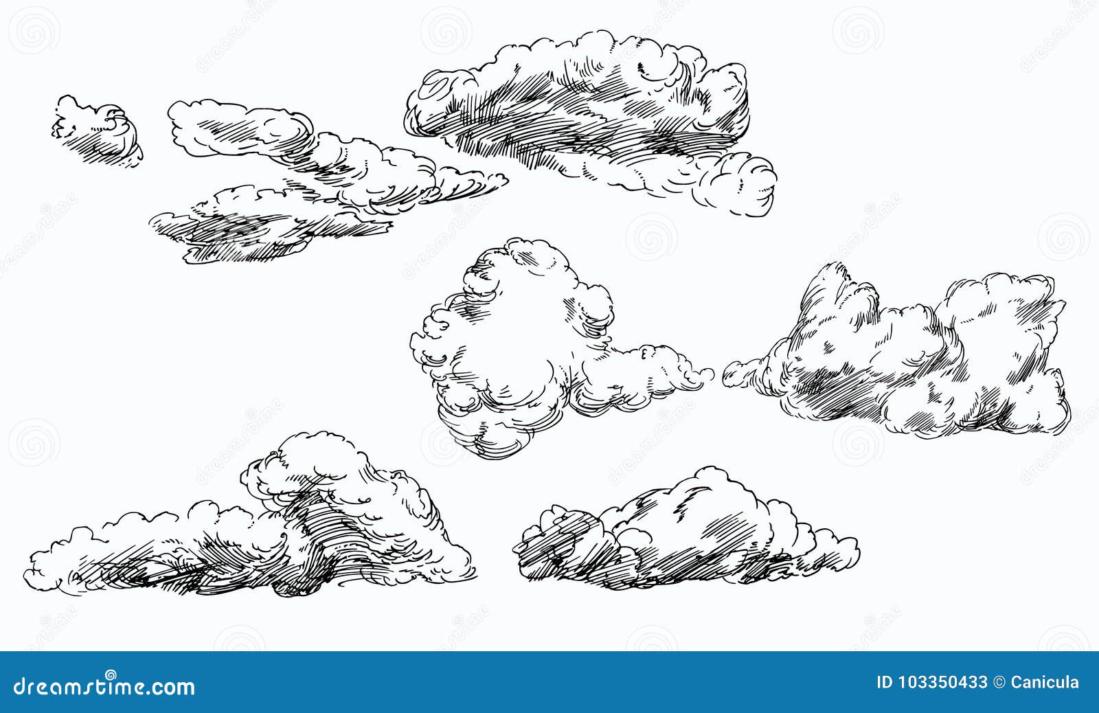 Sistema De Nubes Dibujadas Mano Ilustración del Vector - Ilustración de ...