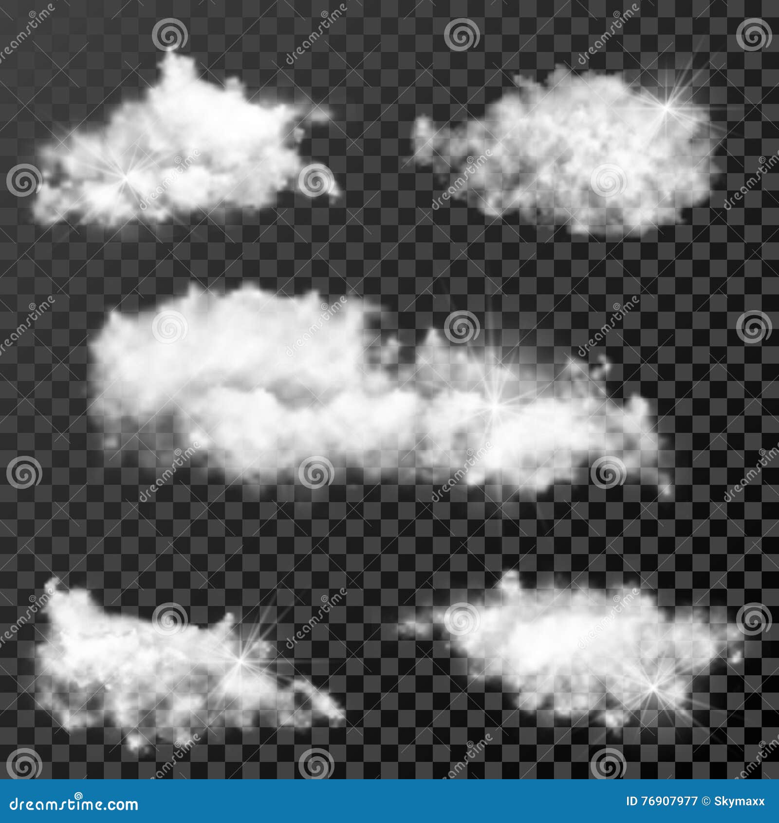 Sistema De Nubes Transparentes Realistas Ilustración del Vector ...