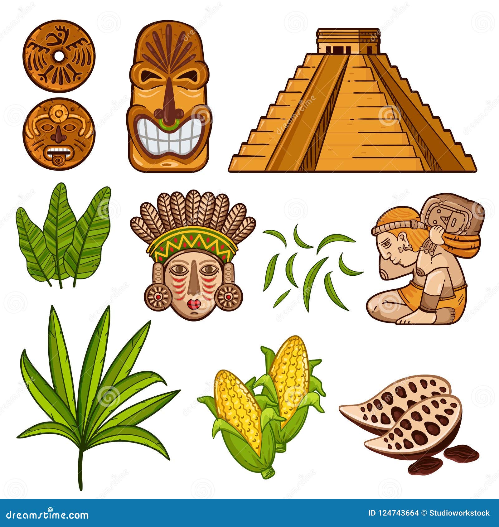 Sistema De Objetos Mayas Culturales Ilustración del Vector ...