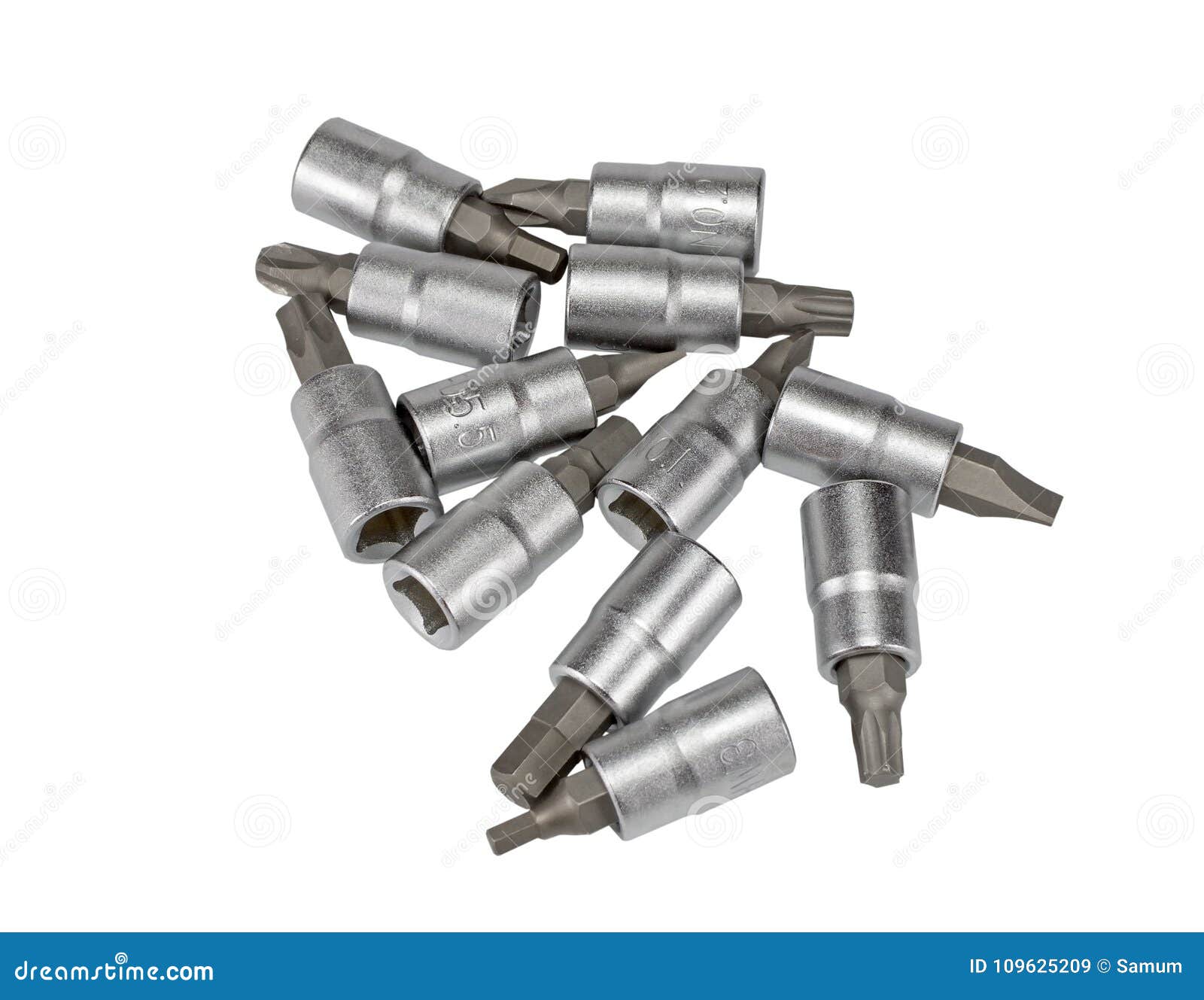 Sistema De Pedazos En Blanco Imagen de archivo - Imagen de acero ...