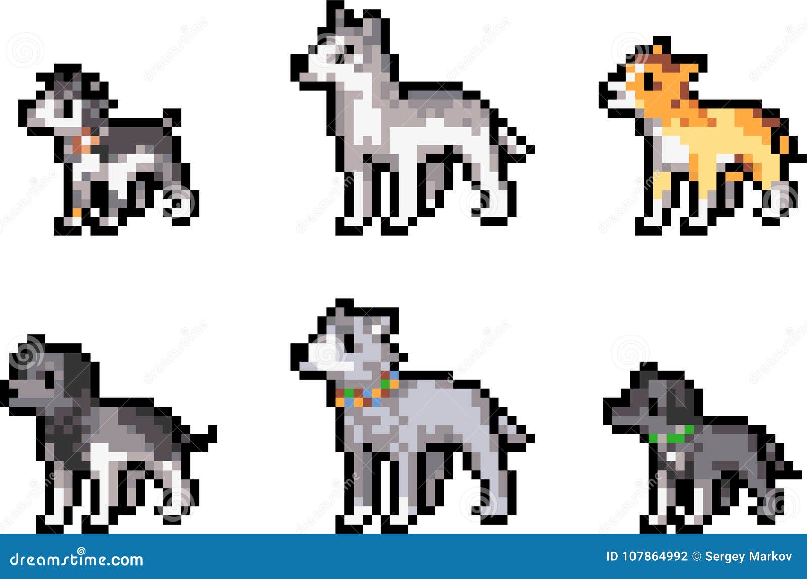 Sistema De Perros Del Pixel Ilustración del Vector - Ilustración de ...