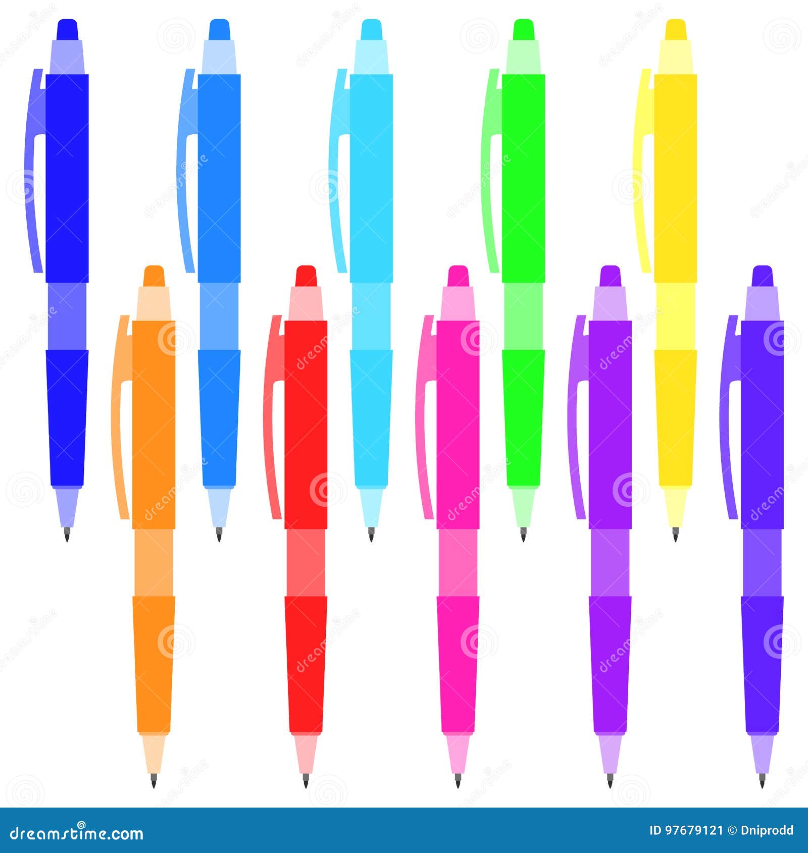 Sistema De Plumas Multicoloras En Un Fondo Blanco Ilustración del ...