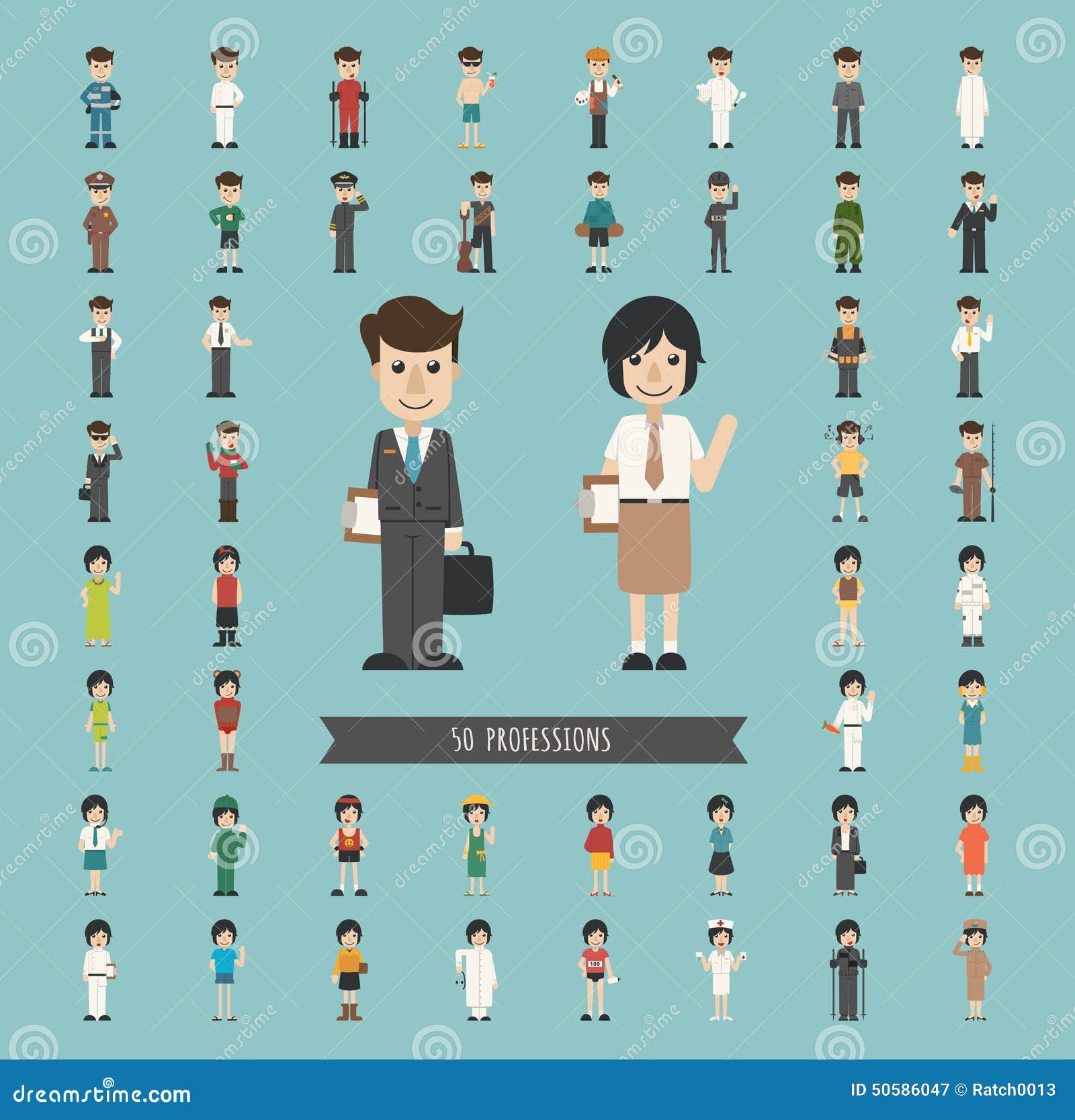 Sistema de 50 profesiones ilustración del vector. Ilustración de ...