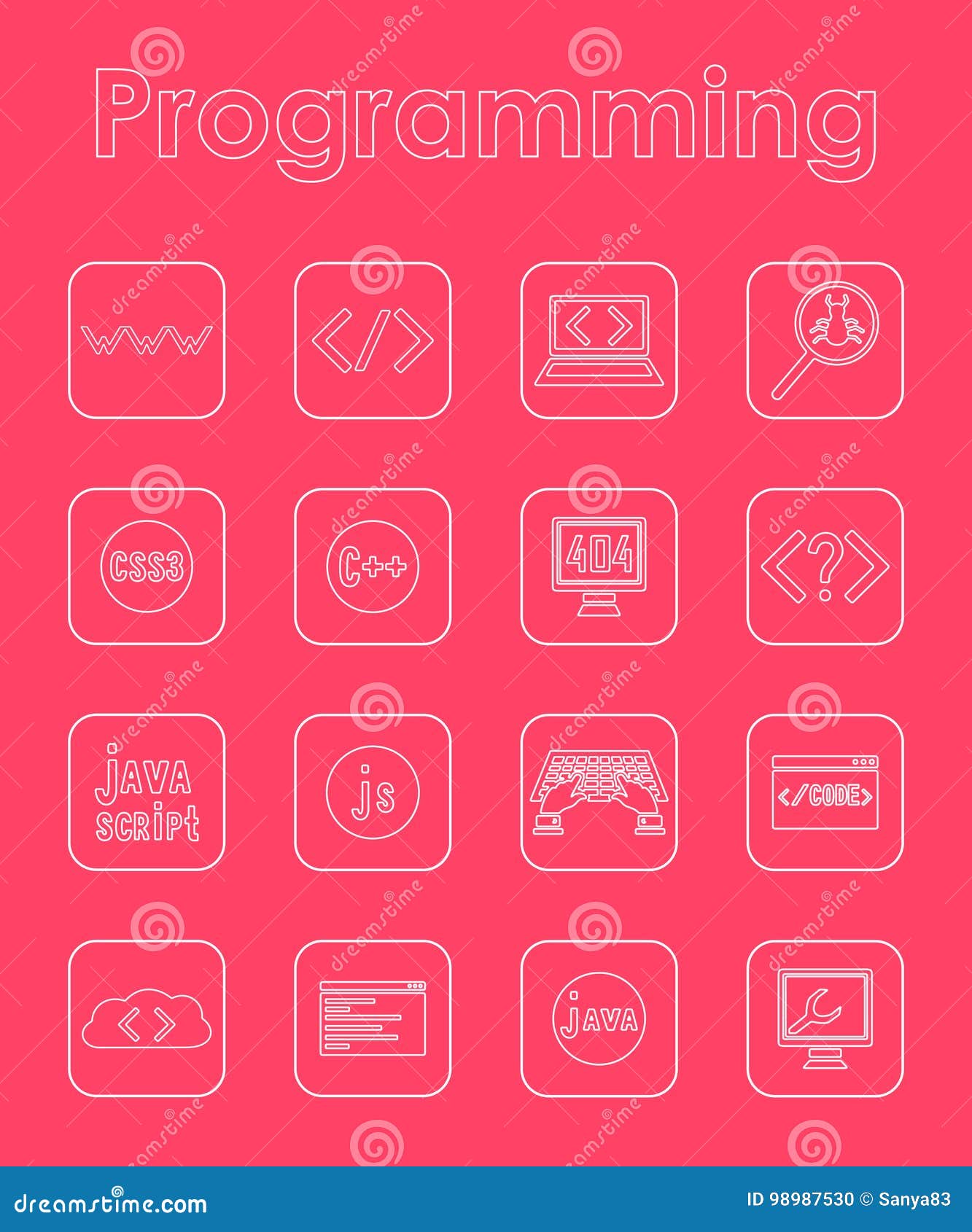 Sistema De Programar Iconos Simples Ilustración del Vector ...
