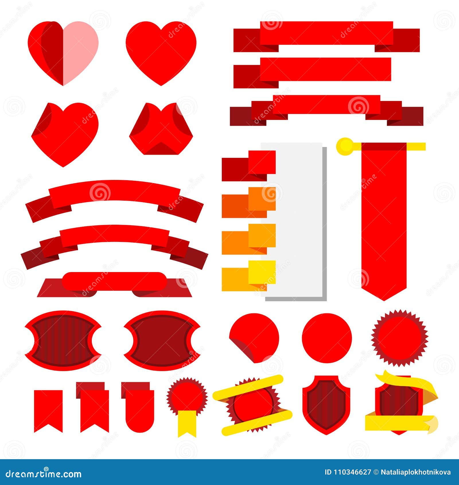 Sistema De Rayas Y De Cintas Del Vector Rojo De Collor Iconos Stock de ...