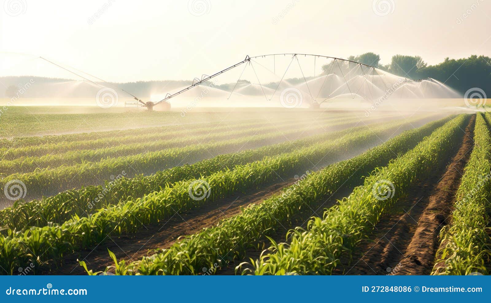 Sistema De Riego Central Pivot En Cornfield Stock de ilustración - Ilustración de resorte ...