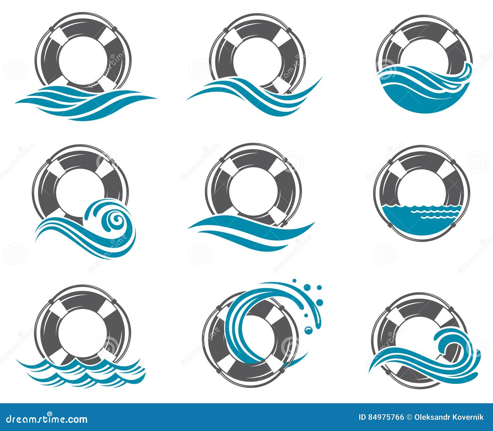 Sistema De Símbolo Del Salvavidas Ilustración del Vector - Ilustración ...