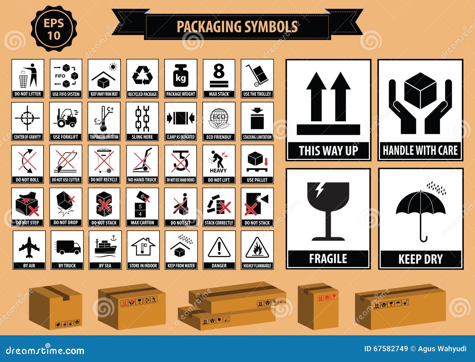 Sistema De Símbolos De Empaquetado Stock de ilustración - Ilustración ...
