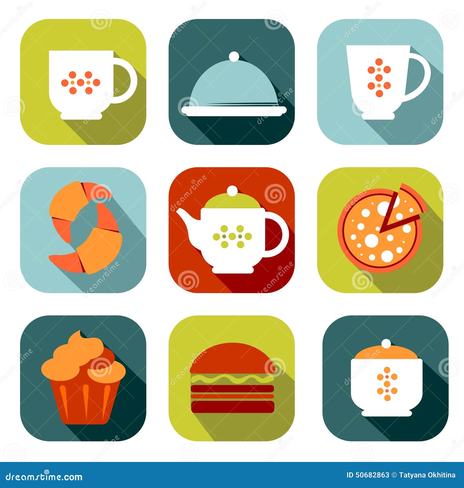 Sistema De Símbolos De La Comida Stock de ilustración - Ilustración de ...