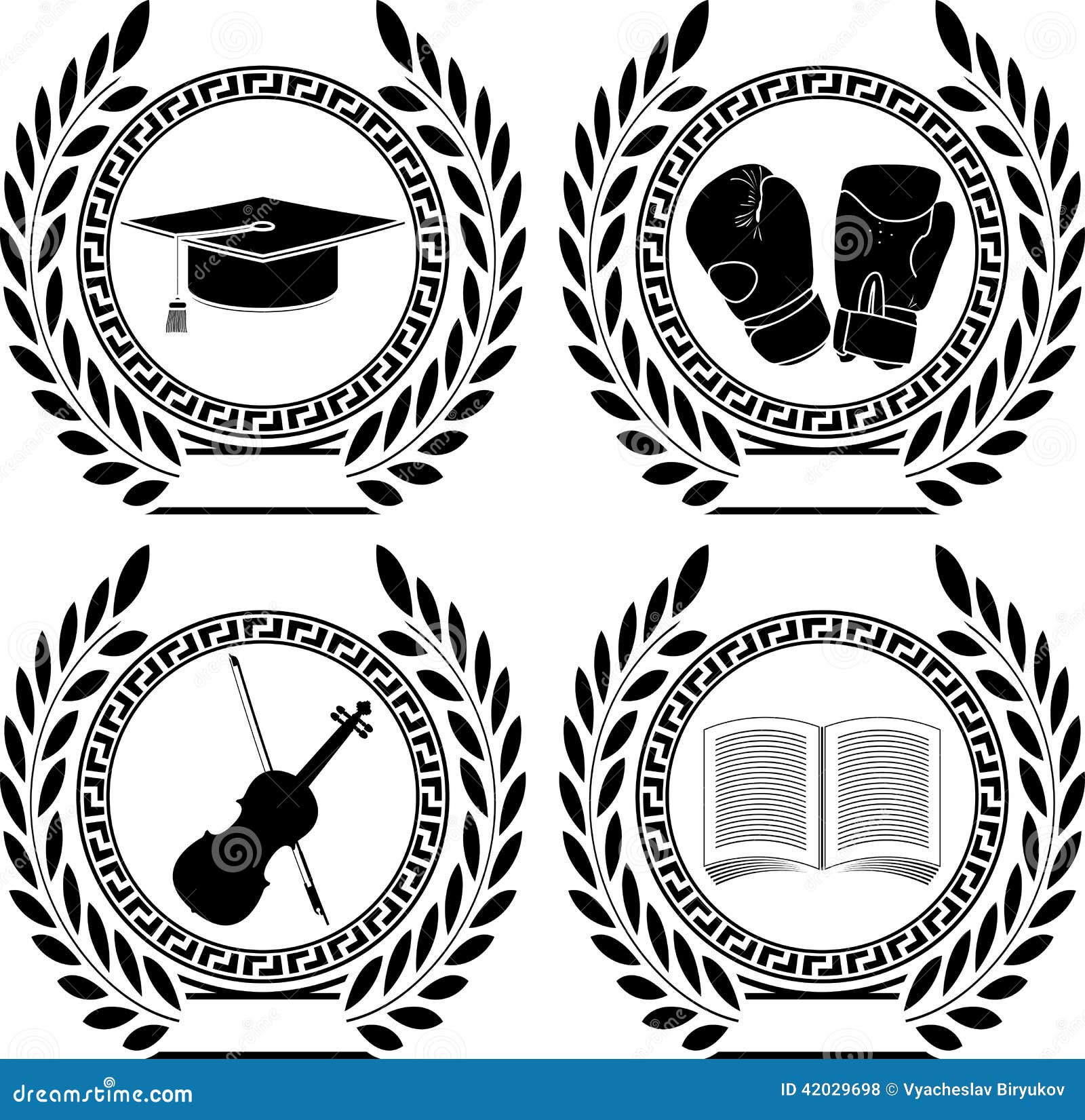 Sistema De Símbolos Del Logro Ilustración del Vector - Ilustración de ...