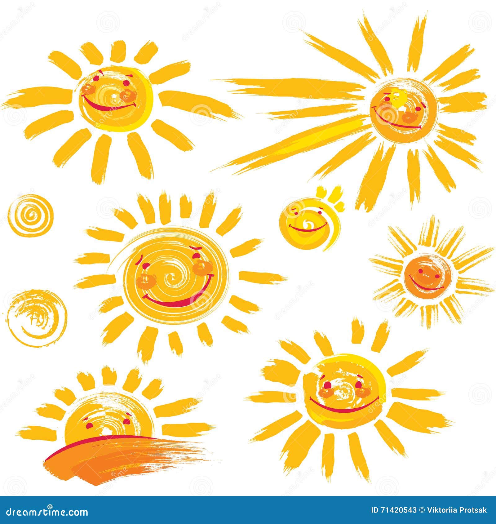 Sistema De Símbolos Del Sol Con Sonrisa Ilustración del Vector ...