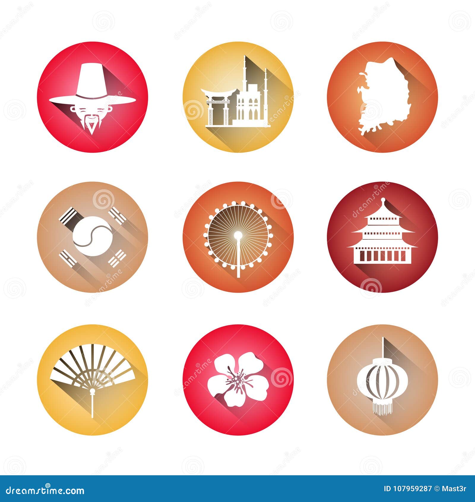 Sistema De Símbolos De La Corea Del Sur De Siluetas Coreanas De La ...