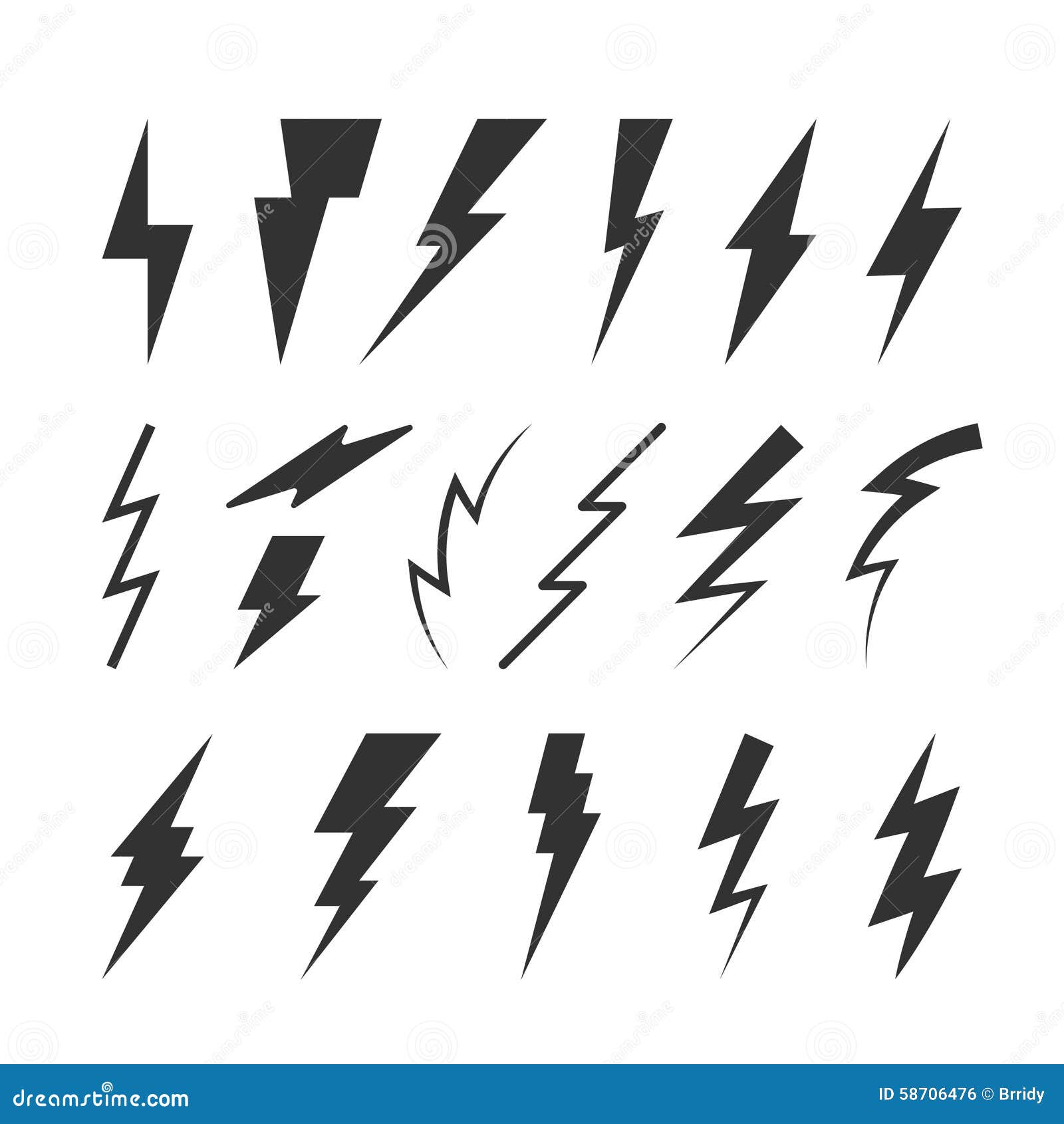 Sistema De Siluetas De Los Rayos Del Vector Ilustración del Vector ...