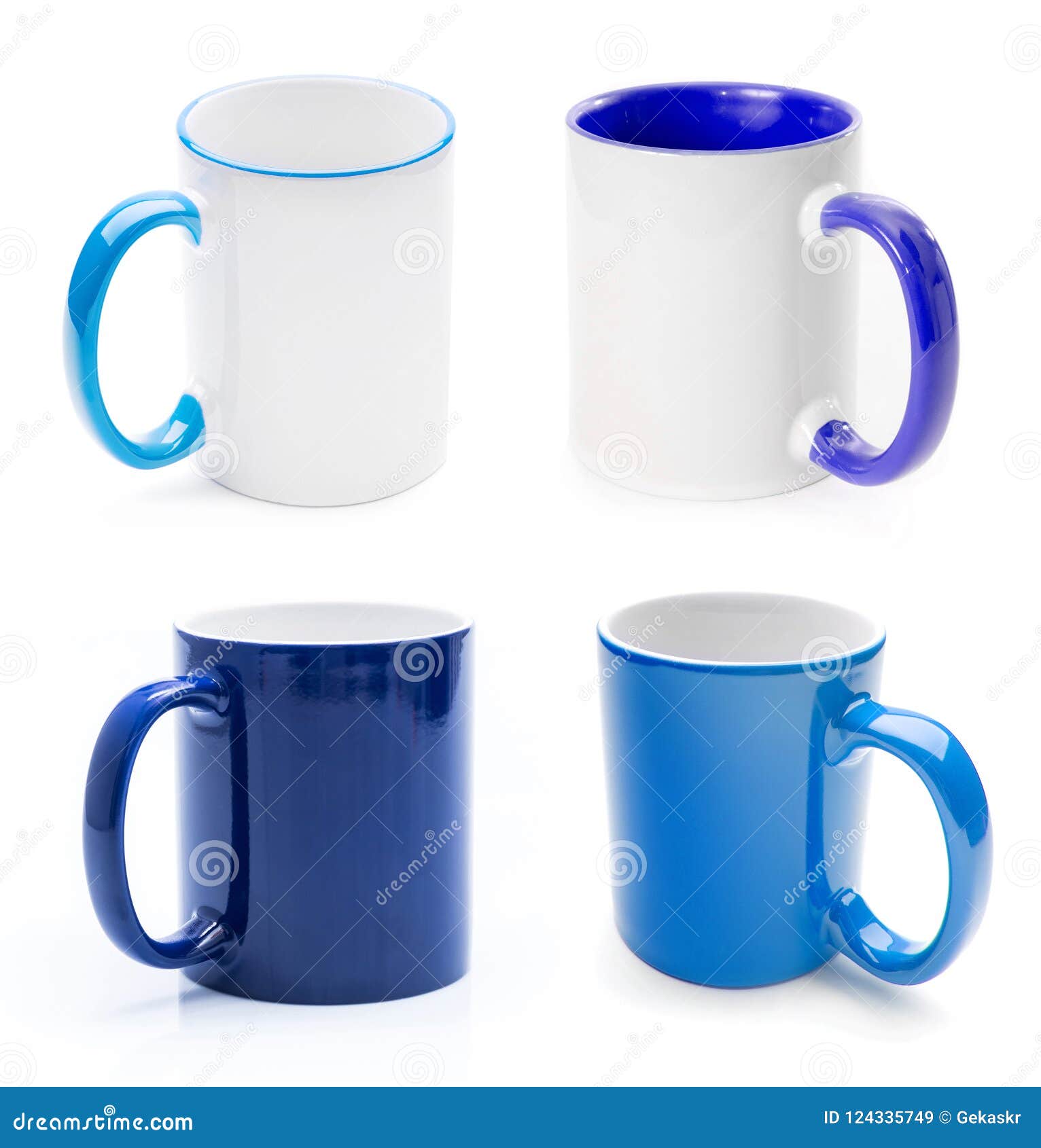 Sistema de tazas azules imagen de archivo. Imagen de presente - 124335749