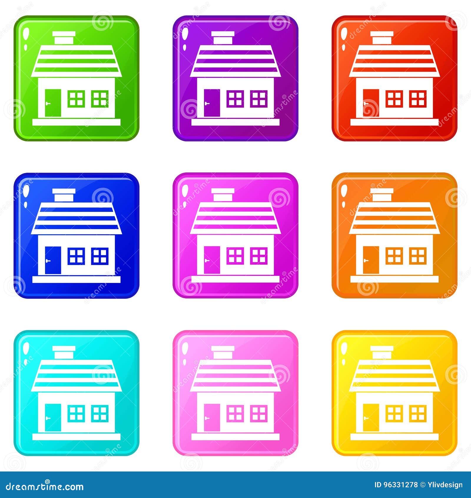 Sistema De Un Piso De Los Iconos 9 De La Casa Ilustración del Vector ...