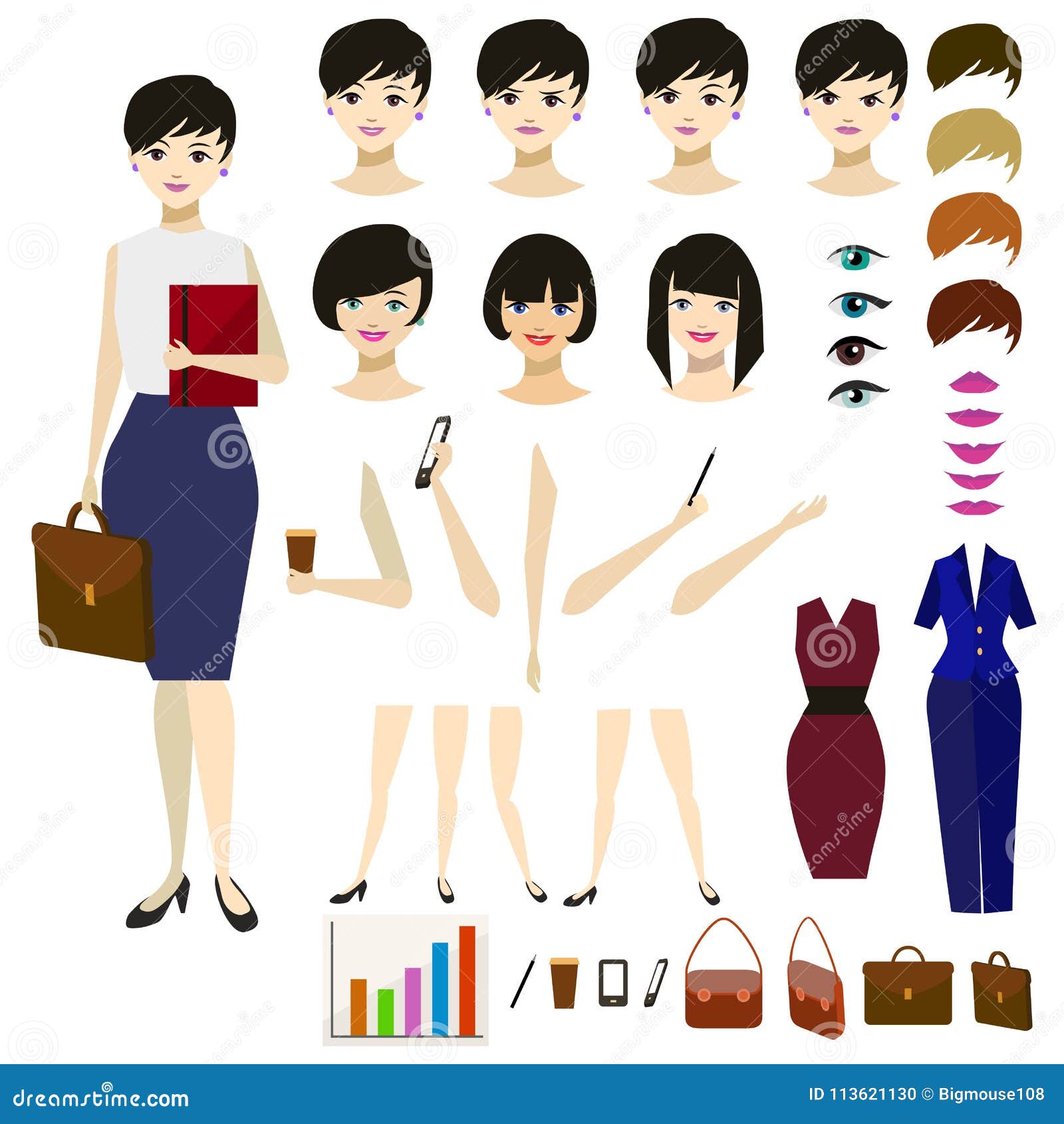 Sistema Del Constructor De La Mujer De La Historieta Vector Ilustración ... Sistema Del Constructor De La Mujer De La Historieta Vector Ilustración ...
