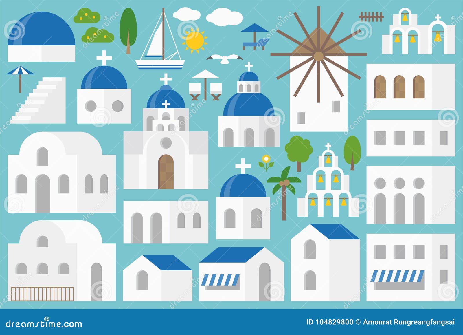 Sistema Del Constructor De Los Elementos De Santorini Ilustración del ... Sistema Del Constructor De Los Elementos De Santorini Ilustración del ...
