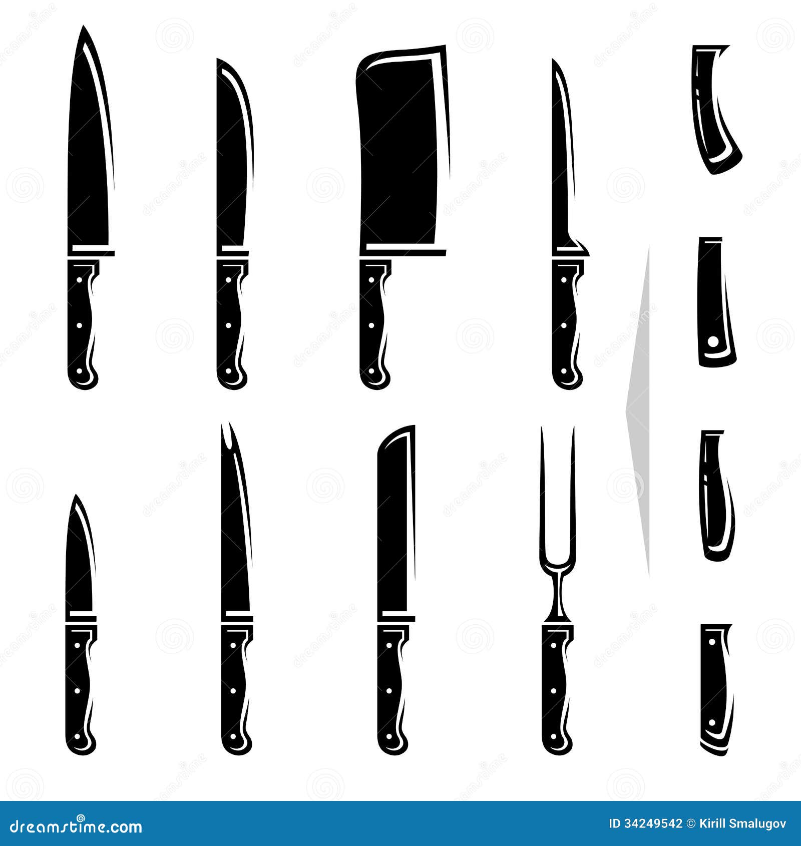 Sistema Del Cuchillo. Vector Ilustración del Vector - Ilustración de ...