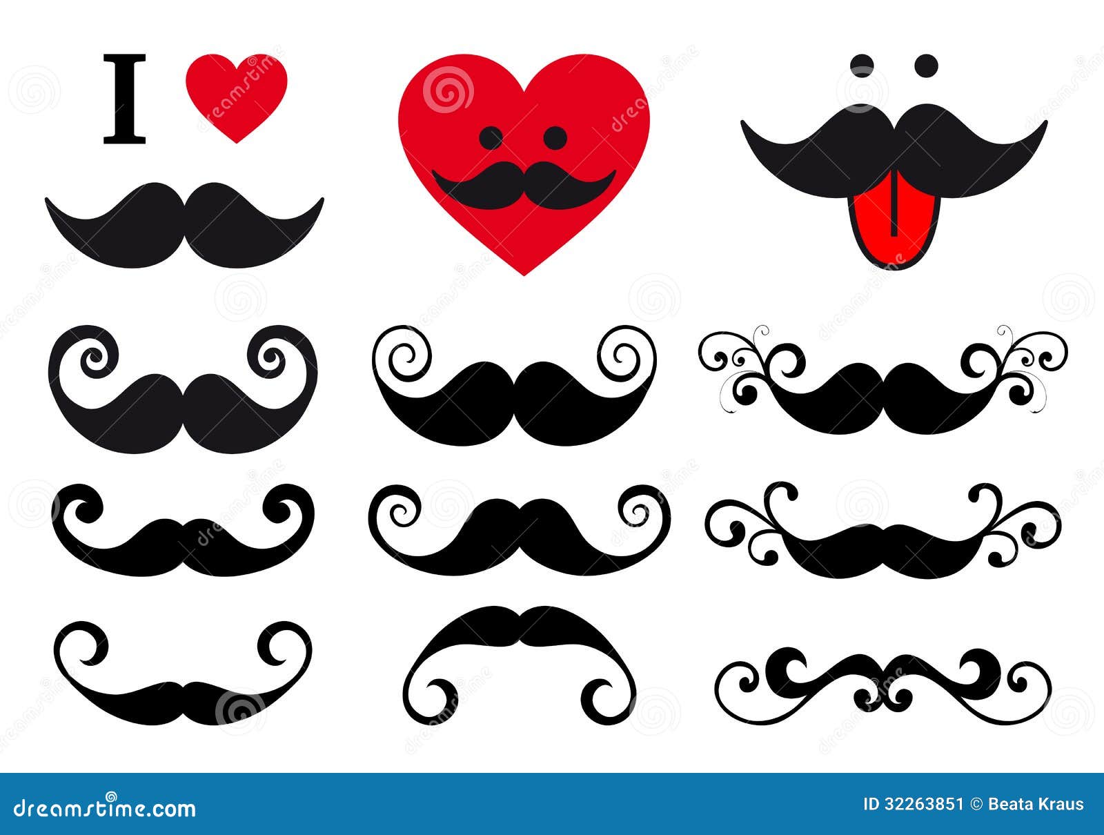 Sistema Del Diseño Del Bigote, Vector Ilustración del Vector ...