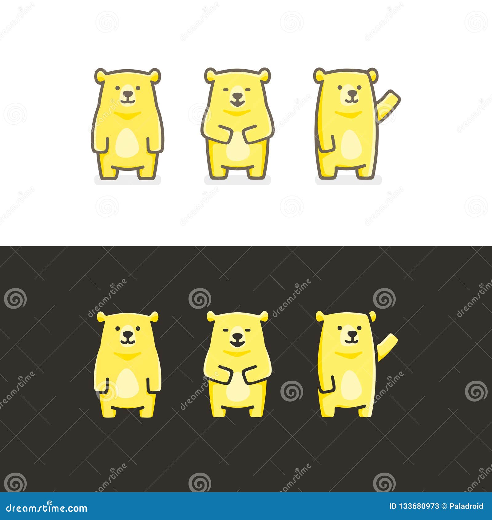 Sistema Del Ejemplo Del Oso Amarillo Ilustración del Vector ...