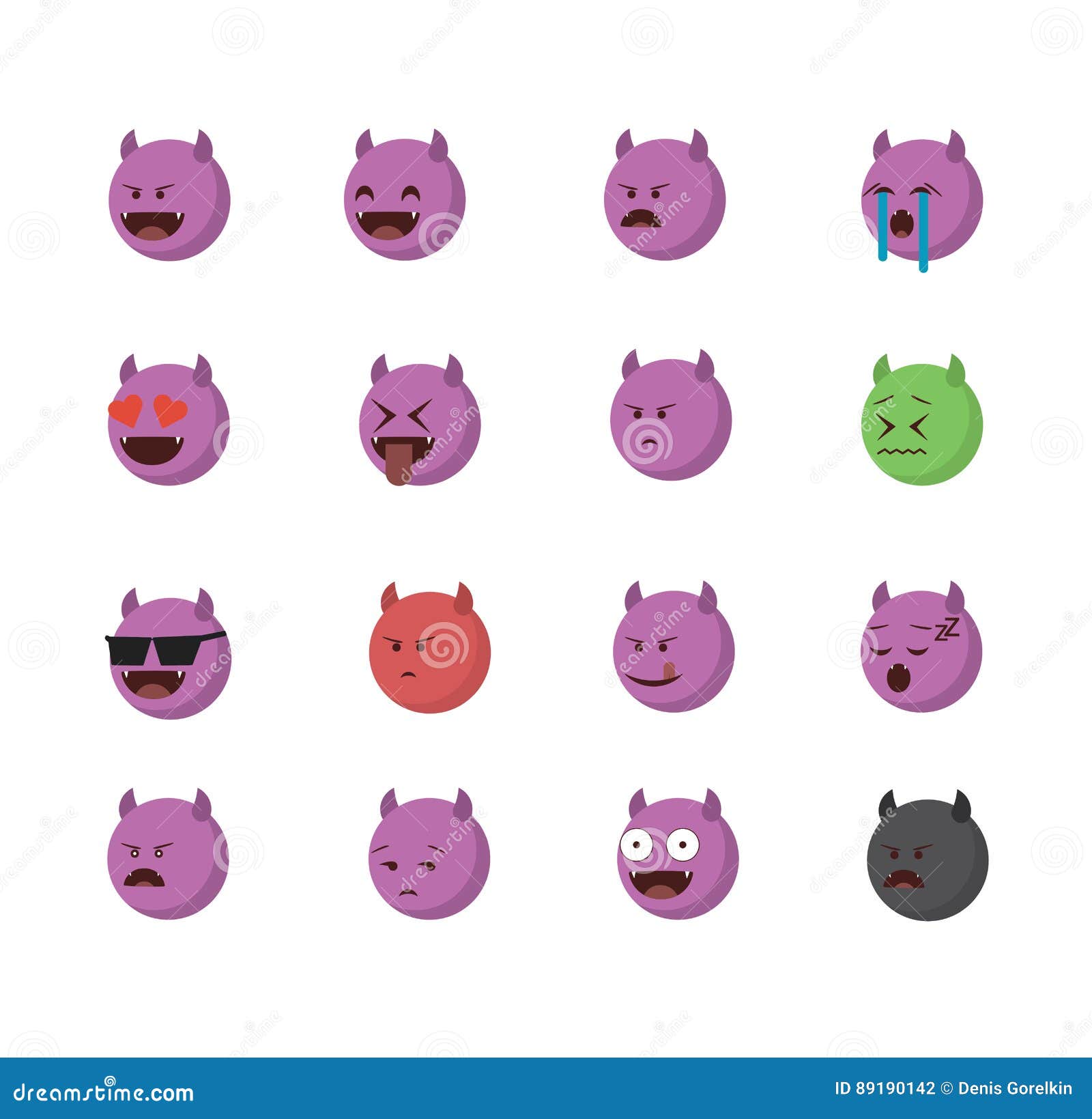 Sistema Del Emoticon Del Diablo Ilustración del Vector - Ilustración de ...