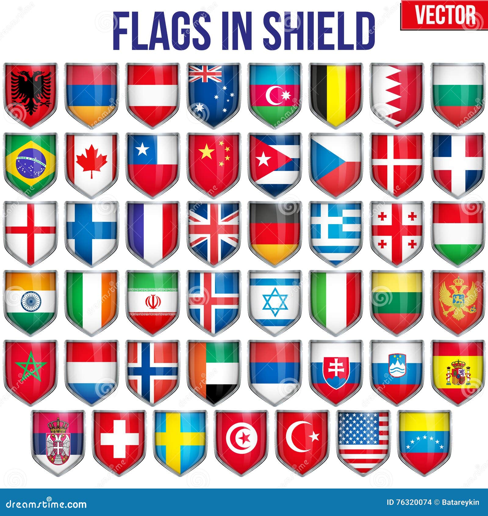 Sistema Del Escudo Con Las Banderas Ilustración del Vector ...