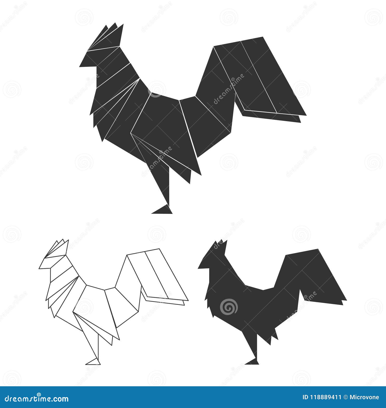 Gallo De Origami Ilustraciones Stock, Vectores, Y Clipart – (183 ...