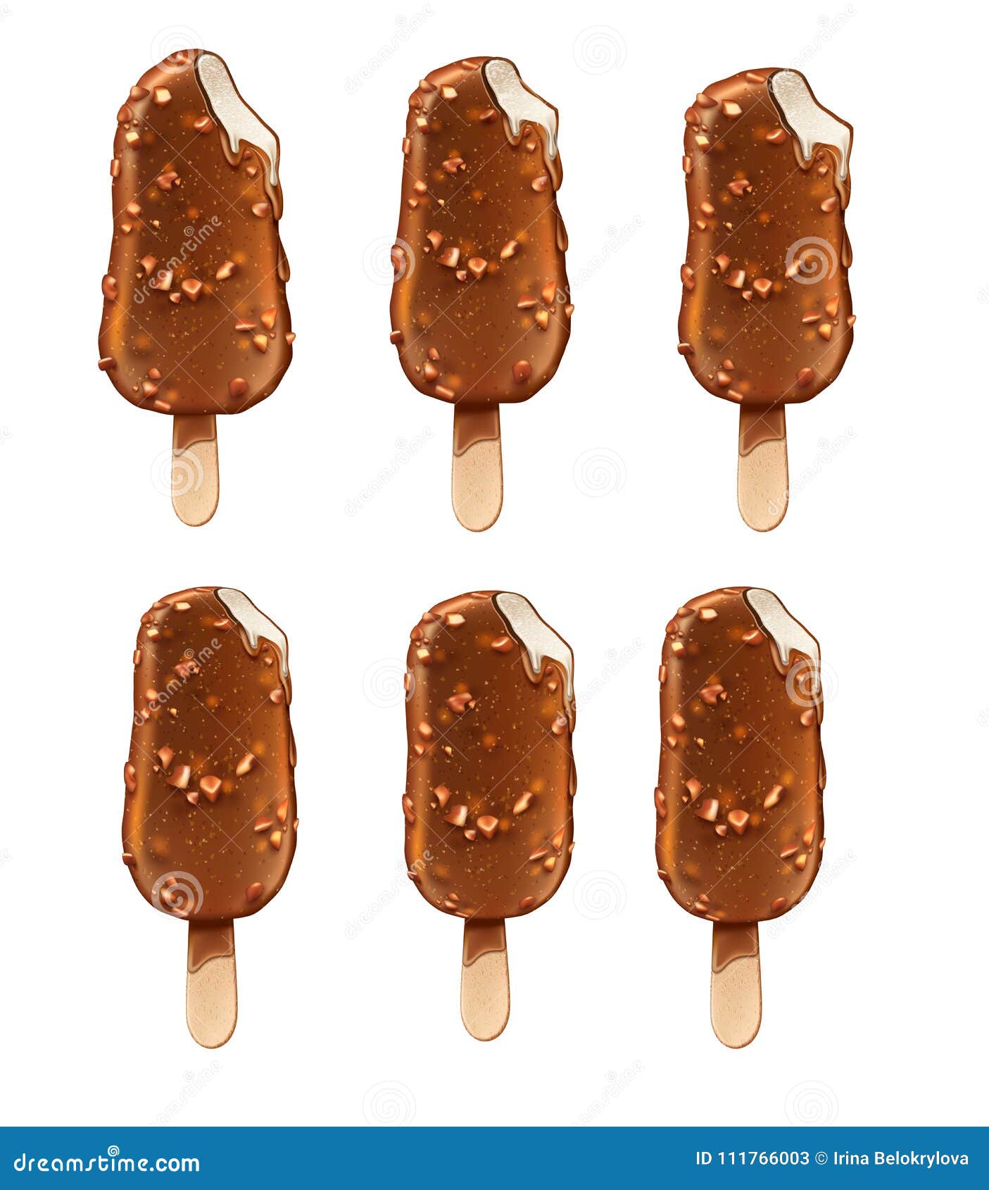 Sistema Del Helado Del Palillo Del Polo Del Chocolate Del Vector 3d ...