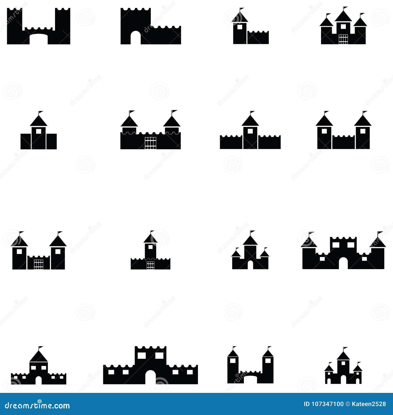 Sistema Del Icono Del Castillo Ilustración del Vector - Ilustración de ...