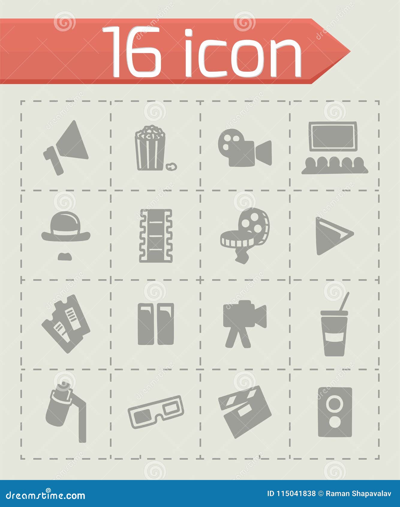 Sistema Del Icono Del Cine Del Vector Ilustración del Vector ...