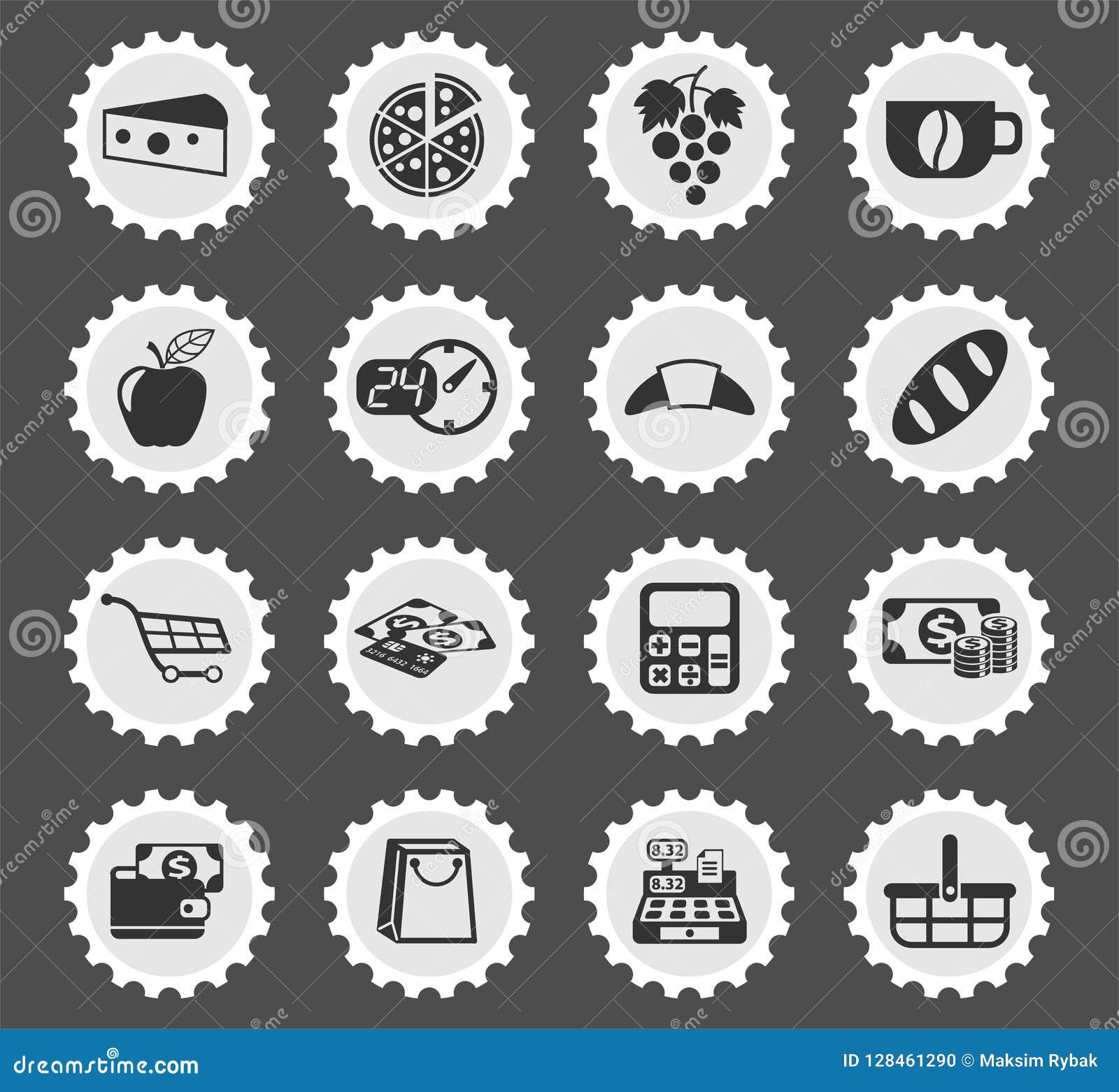 Sistema Del Icono Del Colmado Ilustración del Vector - Ilustración de ...