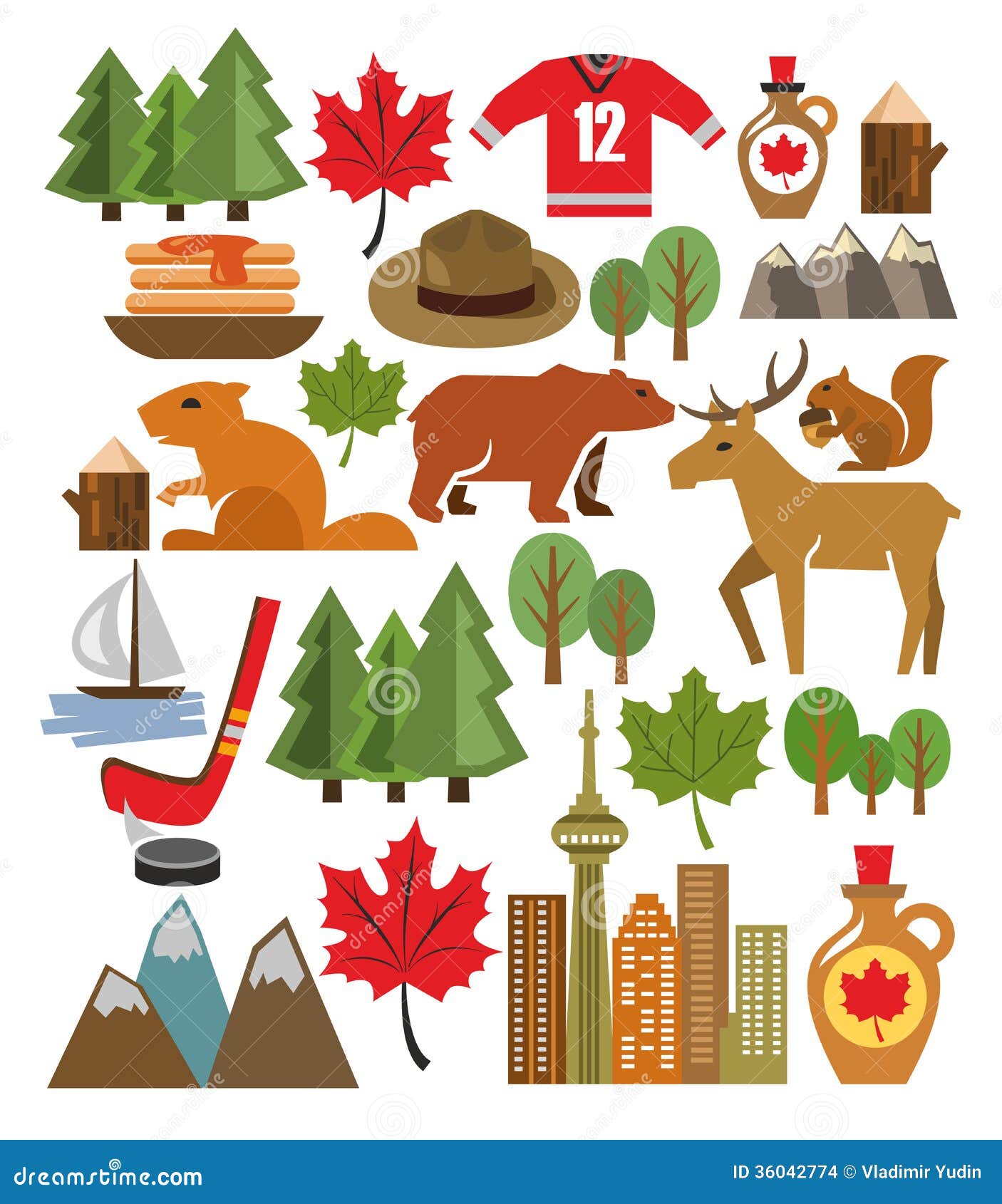 Sistema Del Icono De Canadá Del Vector Ilustración del Vector ...