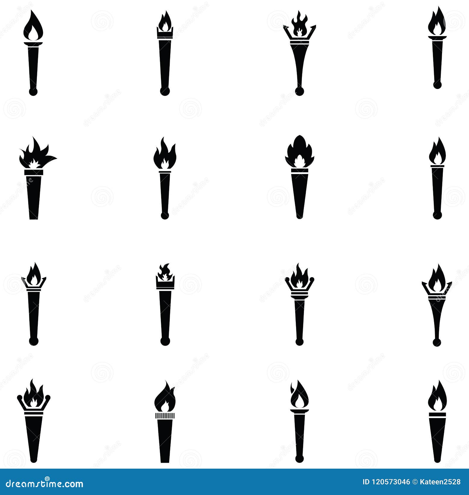 Sistema Del Icono De La Antorcha Ilustración del Vector - Ilustración ...