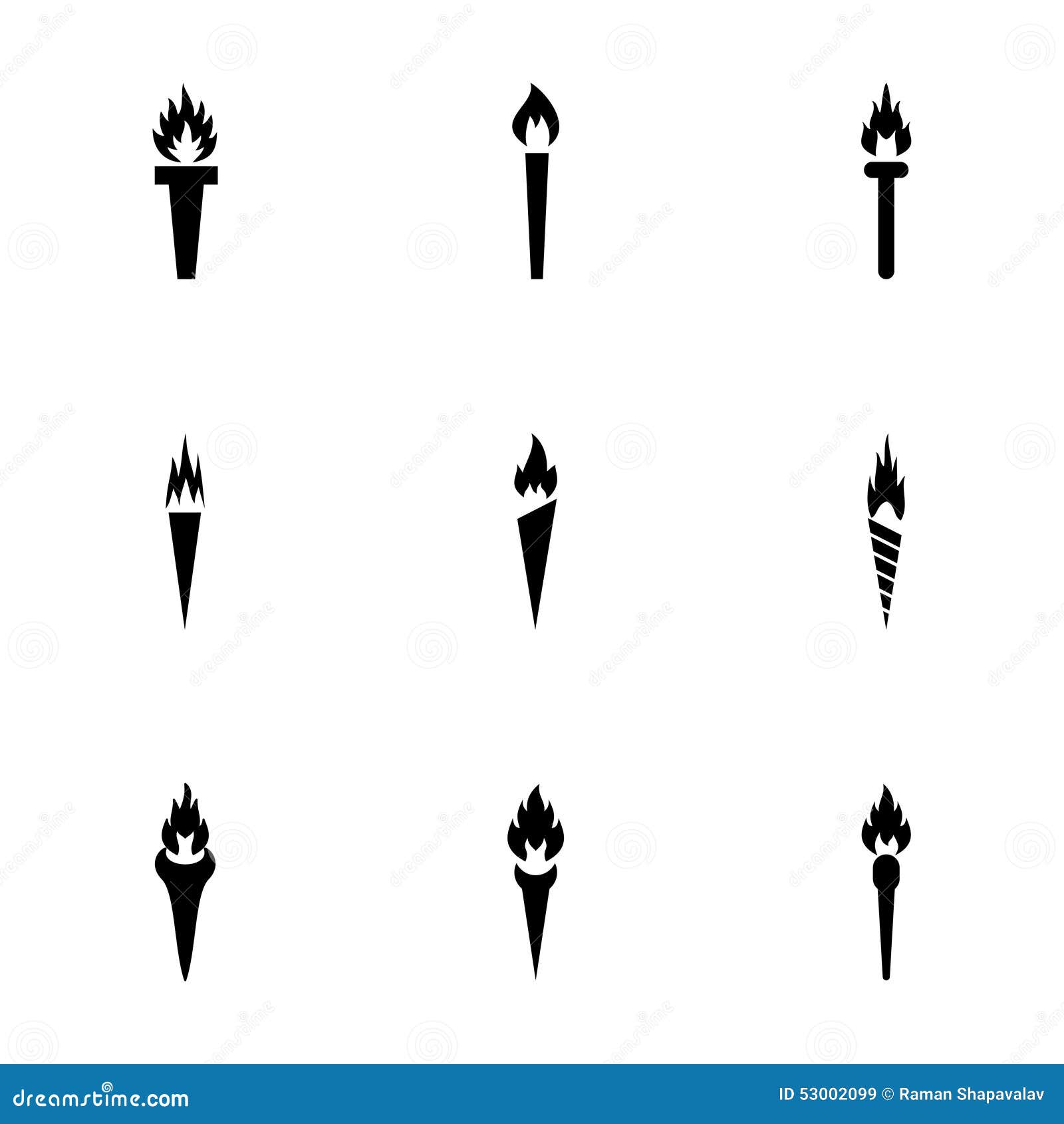 Sistema Del Icono De La Antorcha Del Vector Ilustración del Vector ...