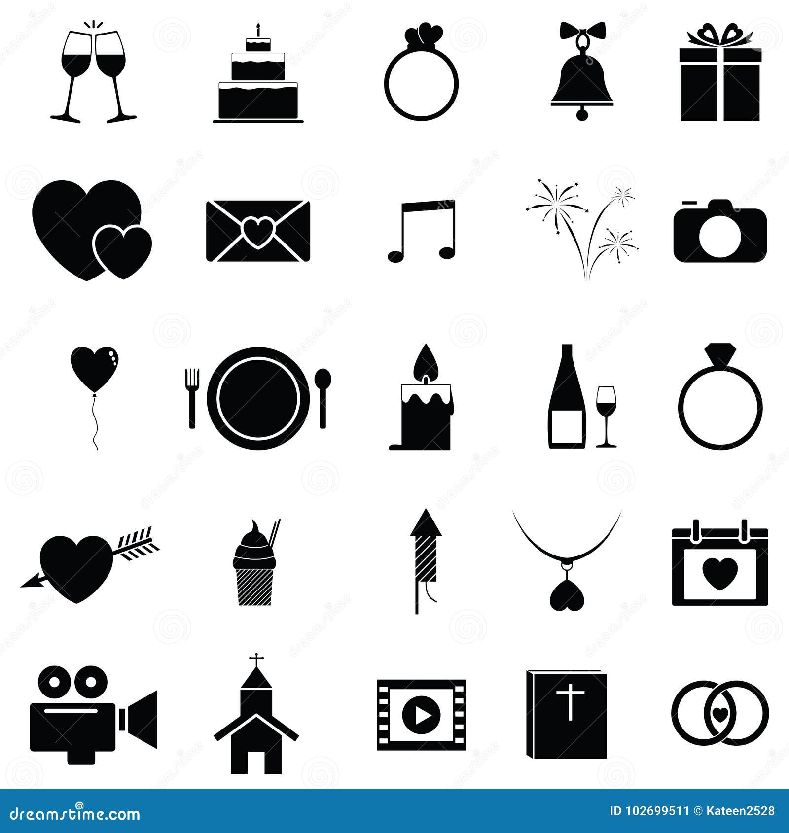 Sistema Del Icono De La Boda Ilustración del Vector - Ilustración de ...