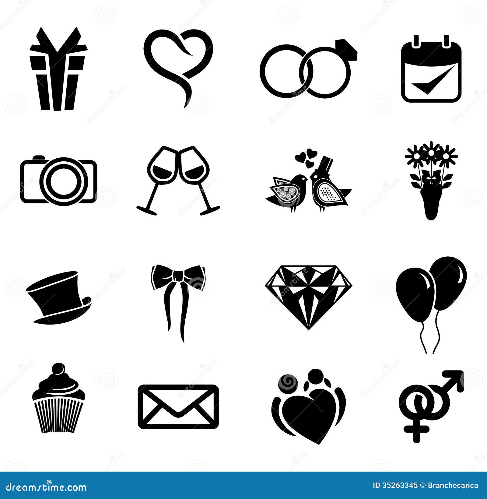 Sistema Del Icono De La Boda Ilustración del Vector - Ilustración de ...