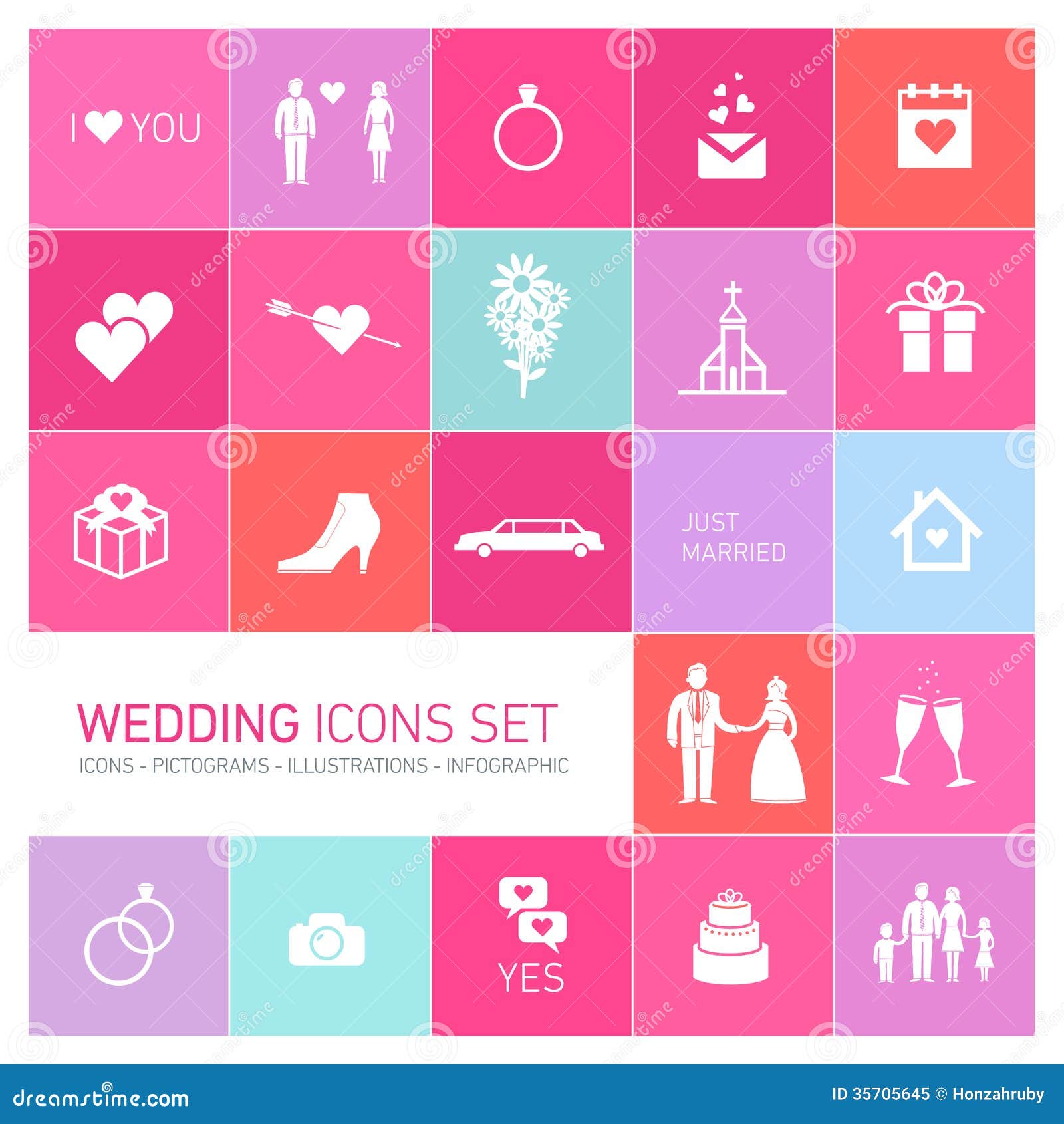 Sistema Del Icono De La Boda Del Vector Stock de ilustración ...